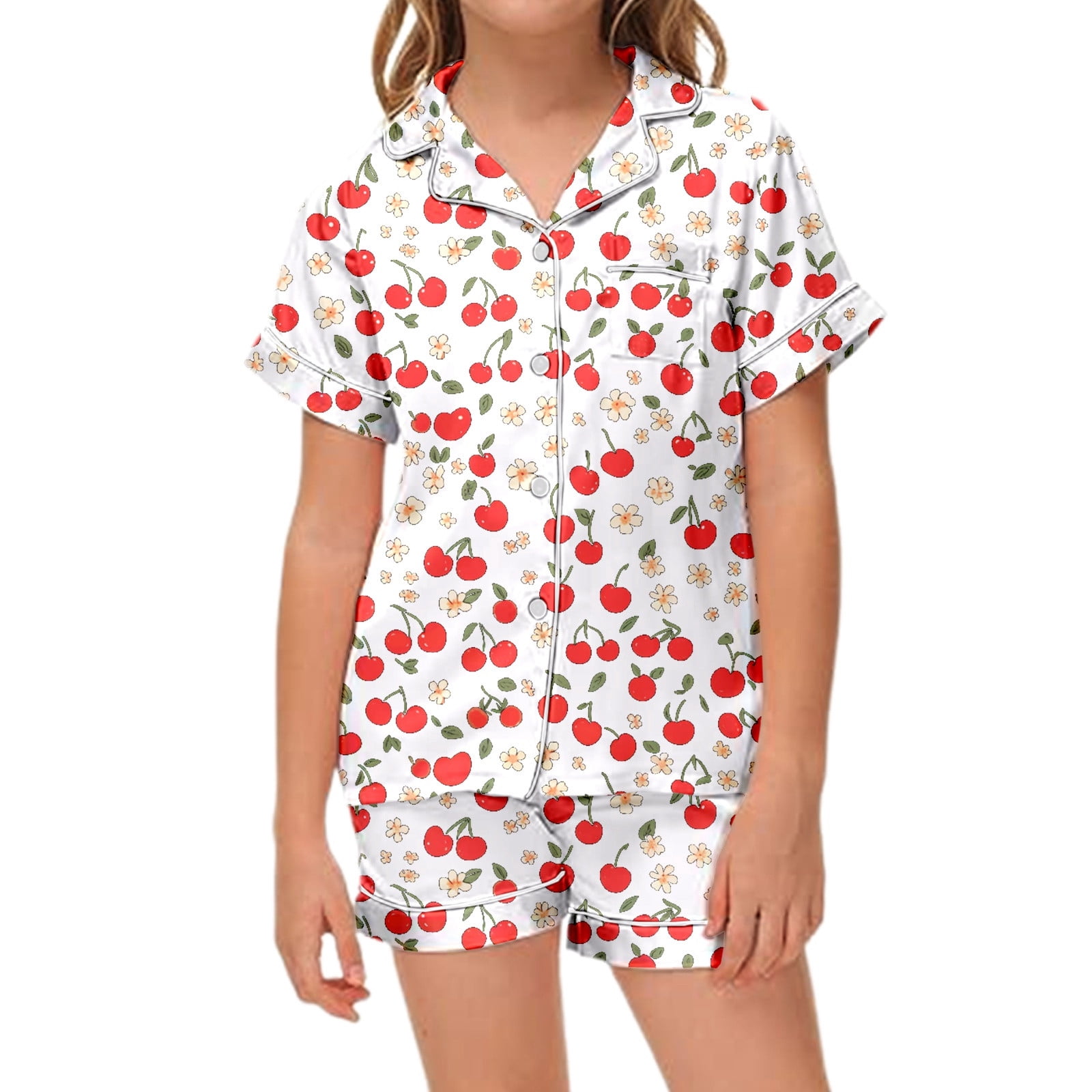 Tween Girls' Pajama Sets Cute Cartoon Button Down Tops Set Pjs ...