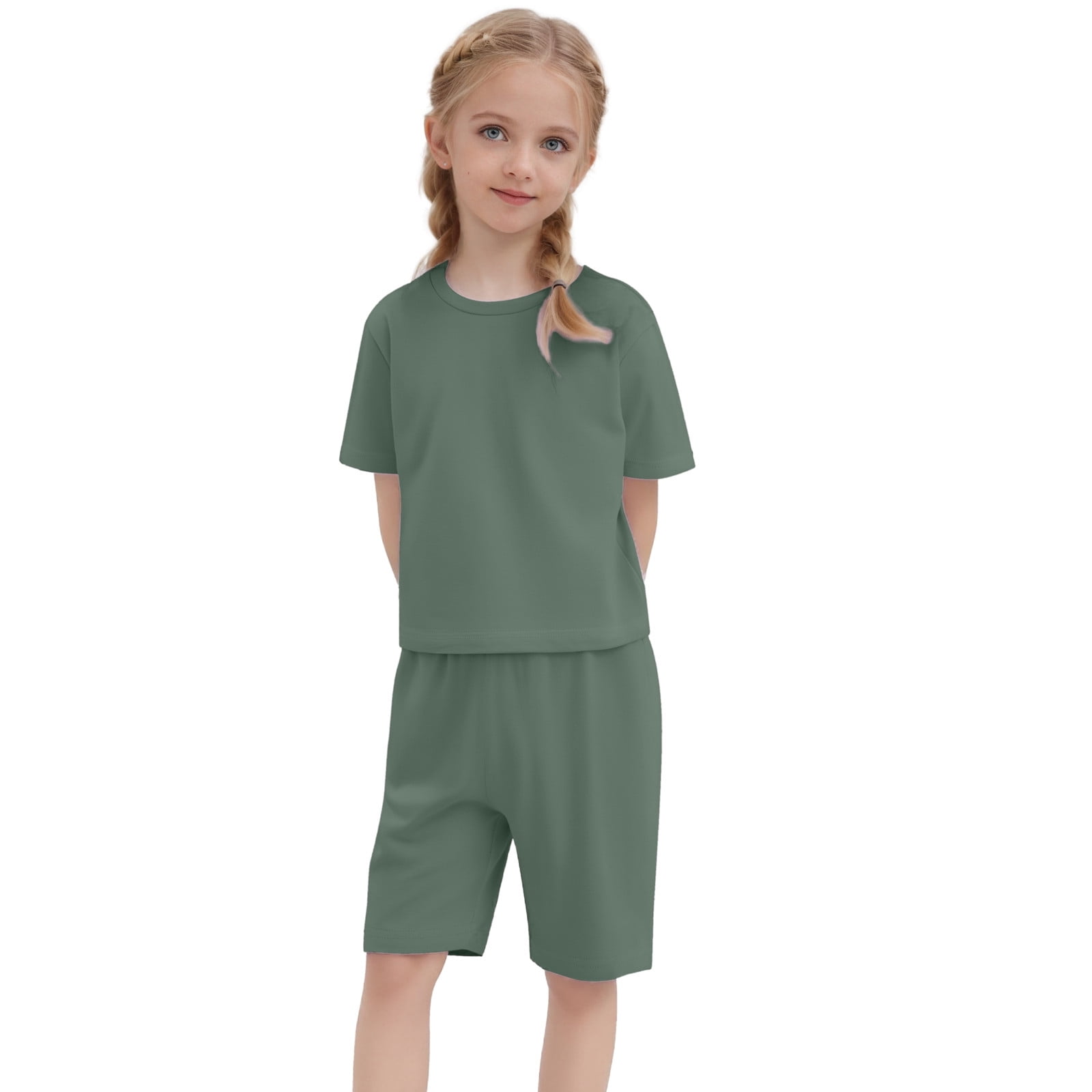 Tween Girls Pajamas Set Crewneck Short Sleeve Top and Shorts Set ...