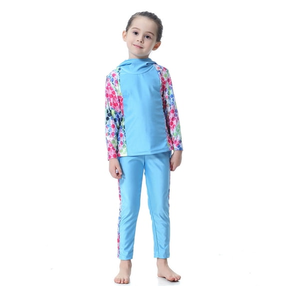 Tween Girls Swimsuits Two Piece Rash Guard Full Coverage Long Sleeve ...