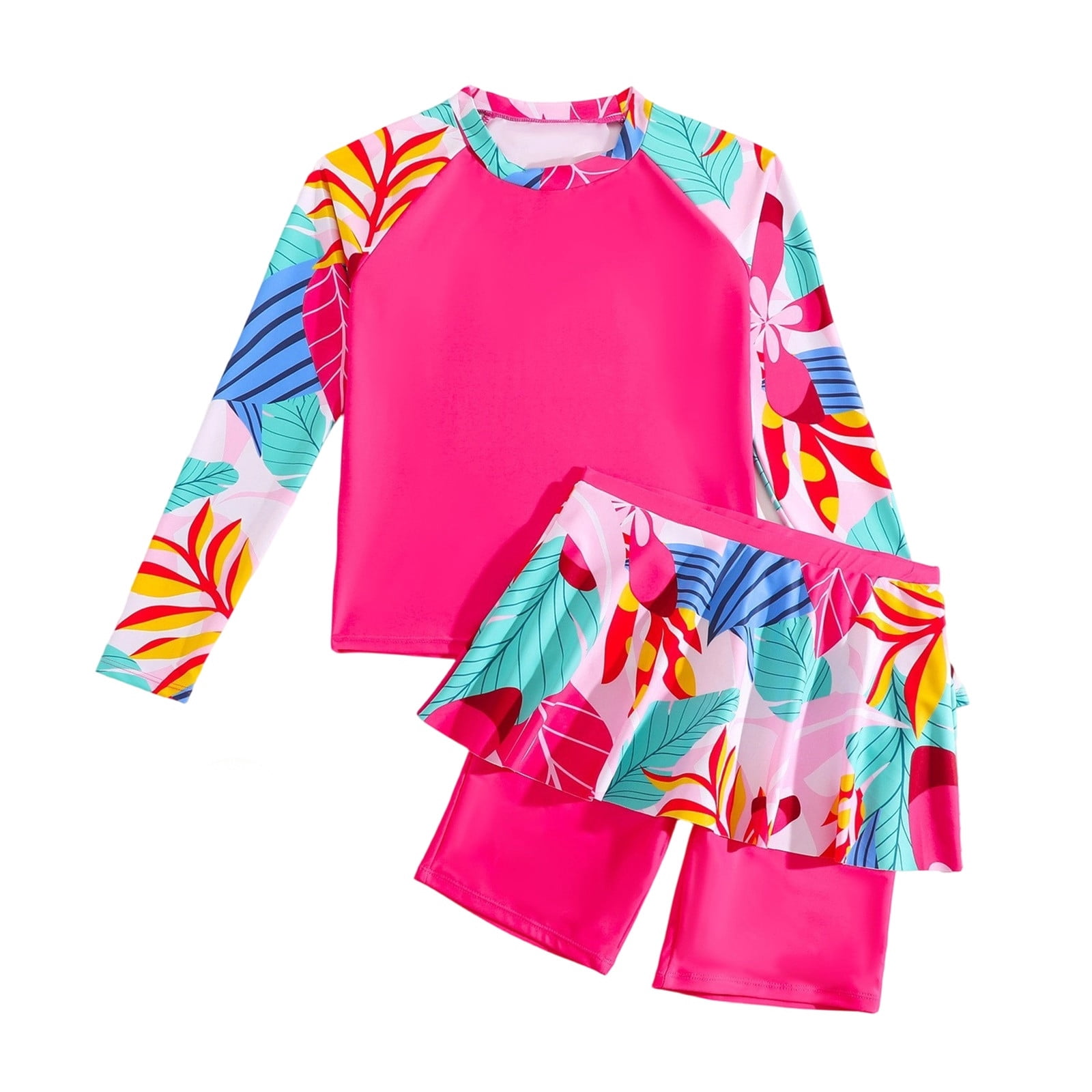 Tween Girls Swimwear Two Piece Upf 50 Sun Swimsuits With Ruffle Skirt ...