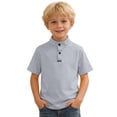 Tween Girls Tee Short Sleeve Gentleman Solid Stand Collar Kids Clothing ...
