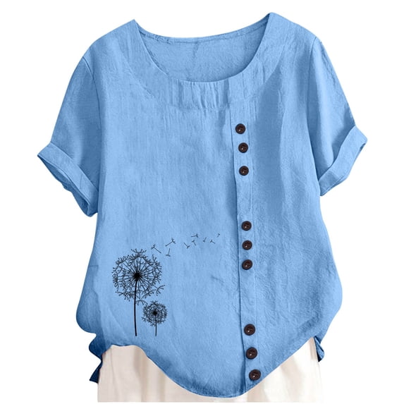 Tween Girls Tee Versatile Print Round Neck Versatile Short Sleeves ...
