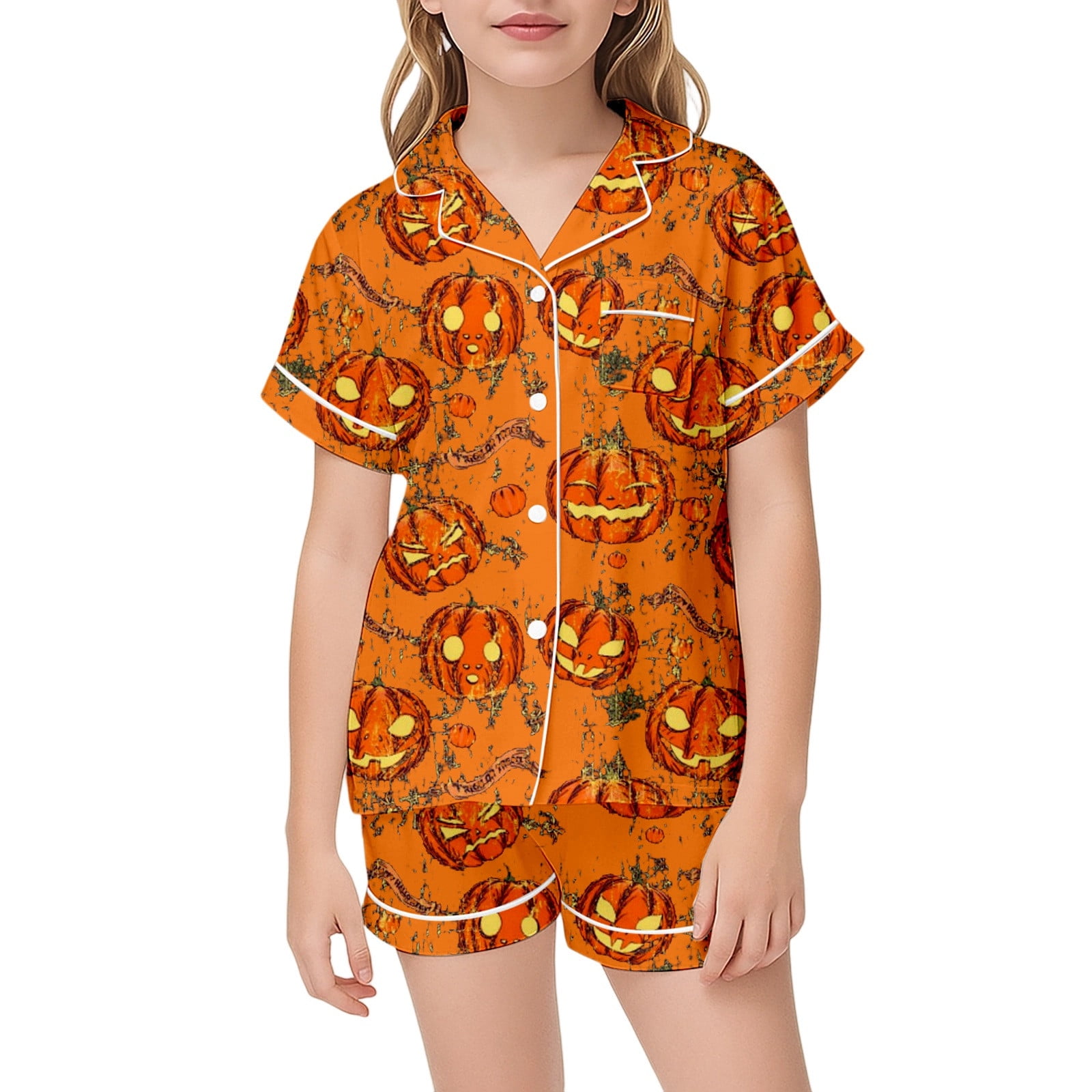 Tween Outfits for Girls Sets Ghost Pumpkin Skeleton Printed Pajama Soft ...