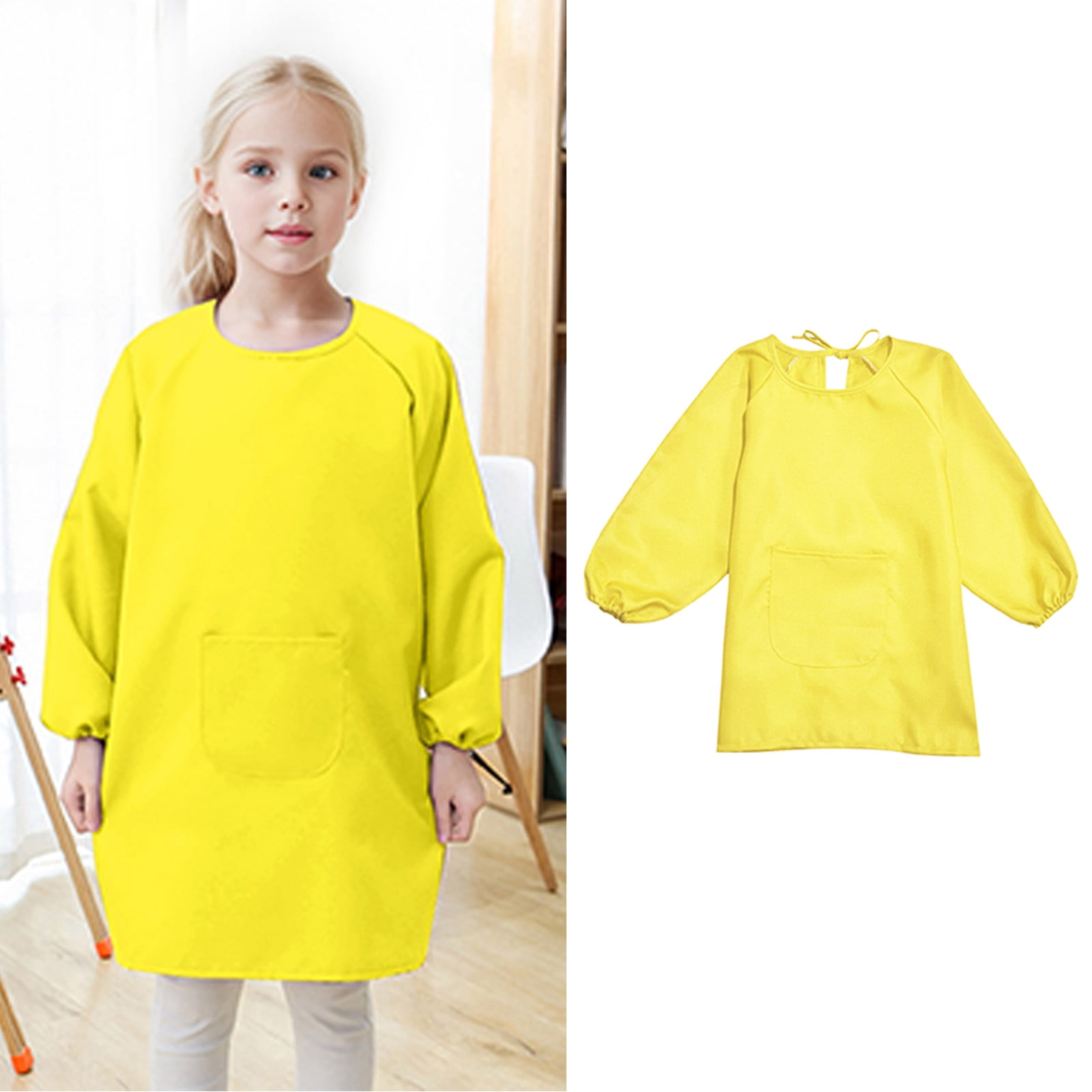 Tween Painting Smock Apron For Painting Long Sleeve Yellow Smock With ...