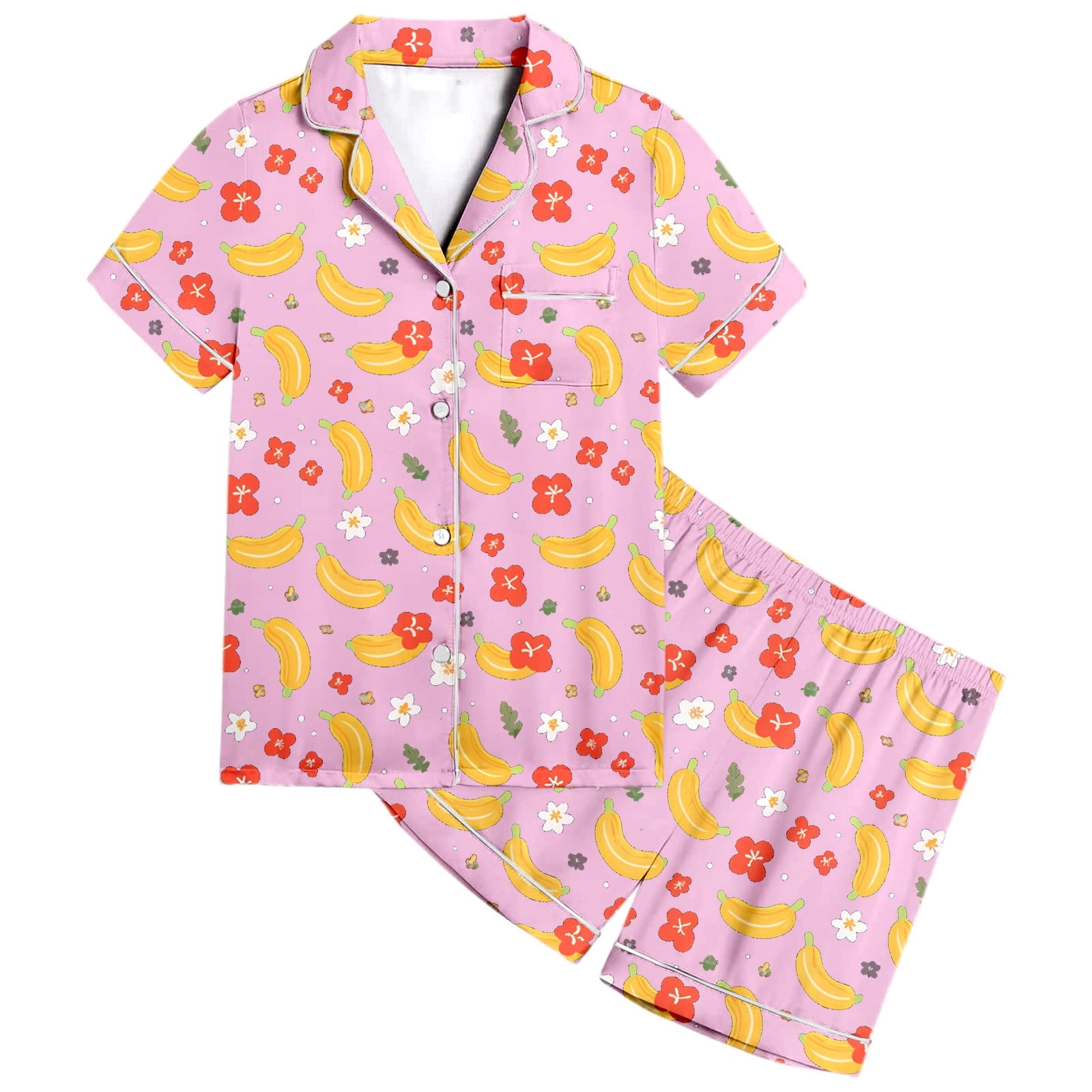 Tween Pajamas for Girls Boys Fruit Print 2 Piece Set Short Sleeve ...