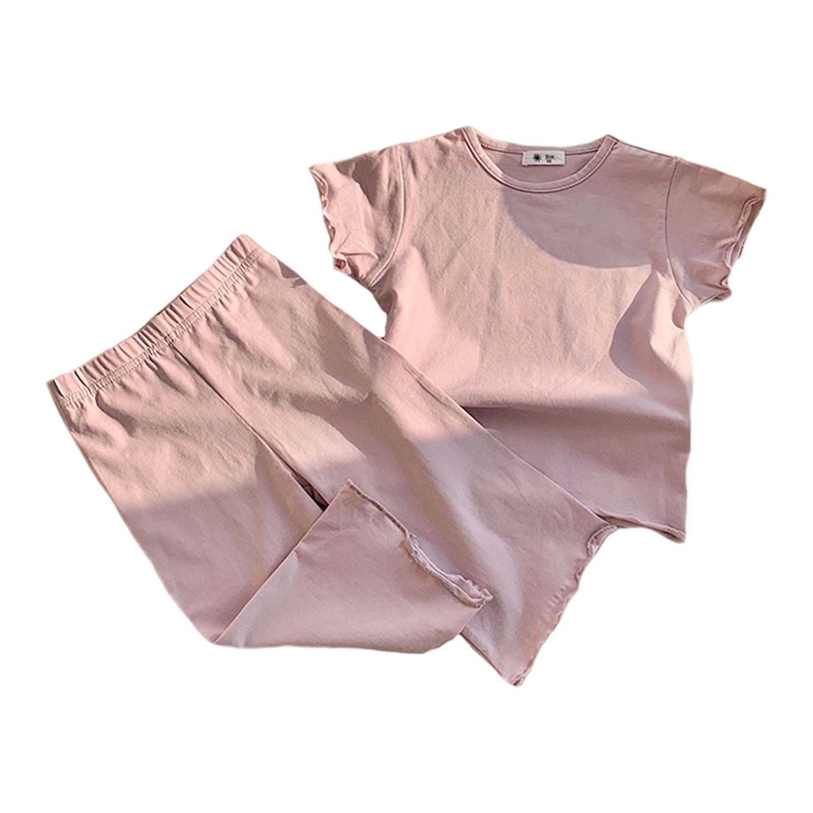 Tween Pajamas Set Crewneck Soft Short Sleeve Comfort T Shirt Top and ...