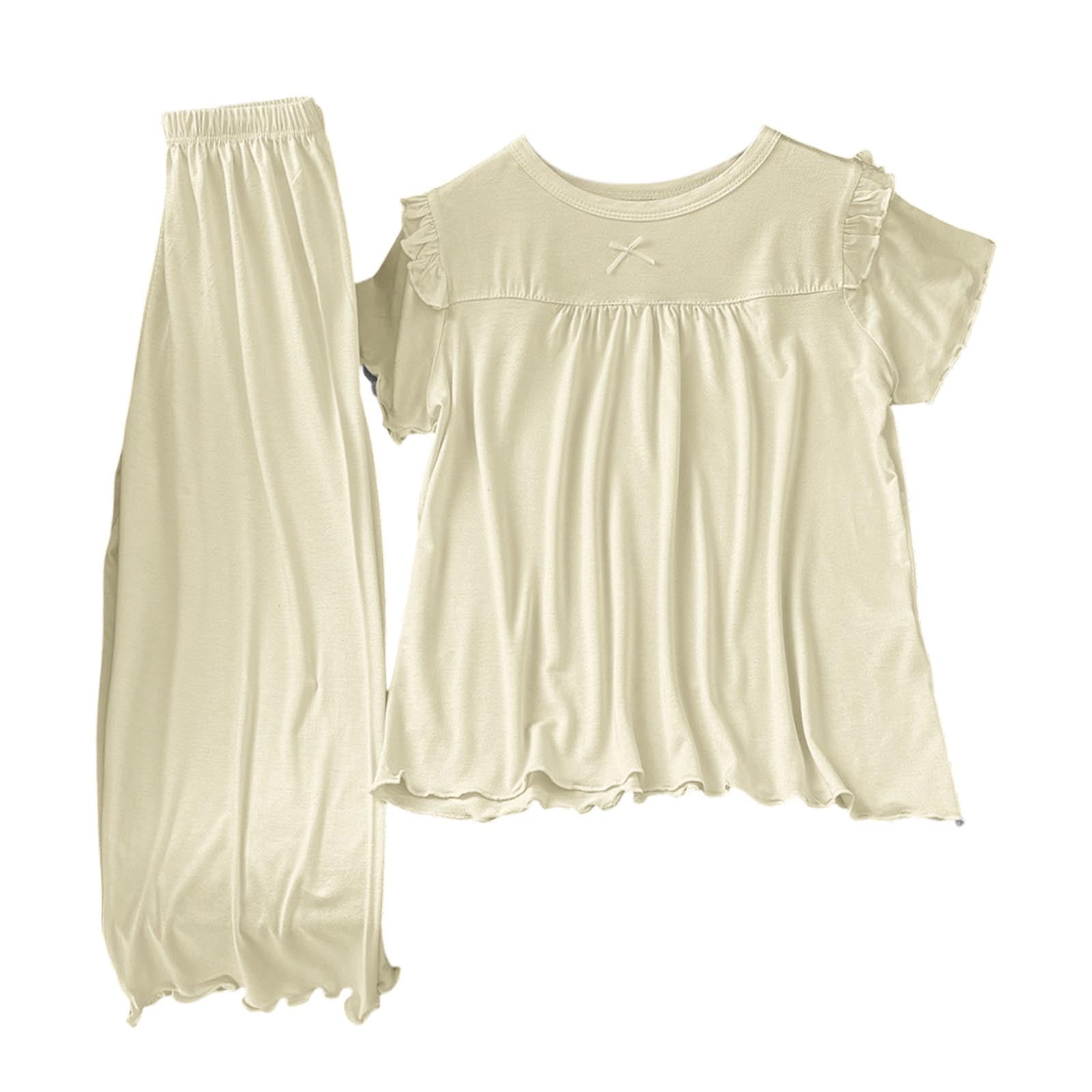 Tween Pajamas Set Short Sleeve Crewneck Soft Comfort Top and Pants Set ...