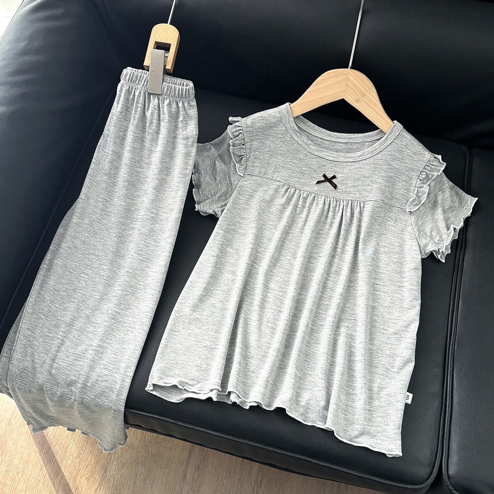 Tween Satin Pajamas For Girls Solid Color Kids Button Down Pajamas Set ...