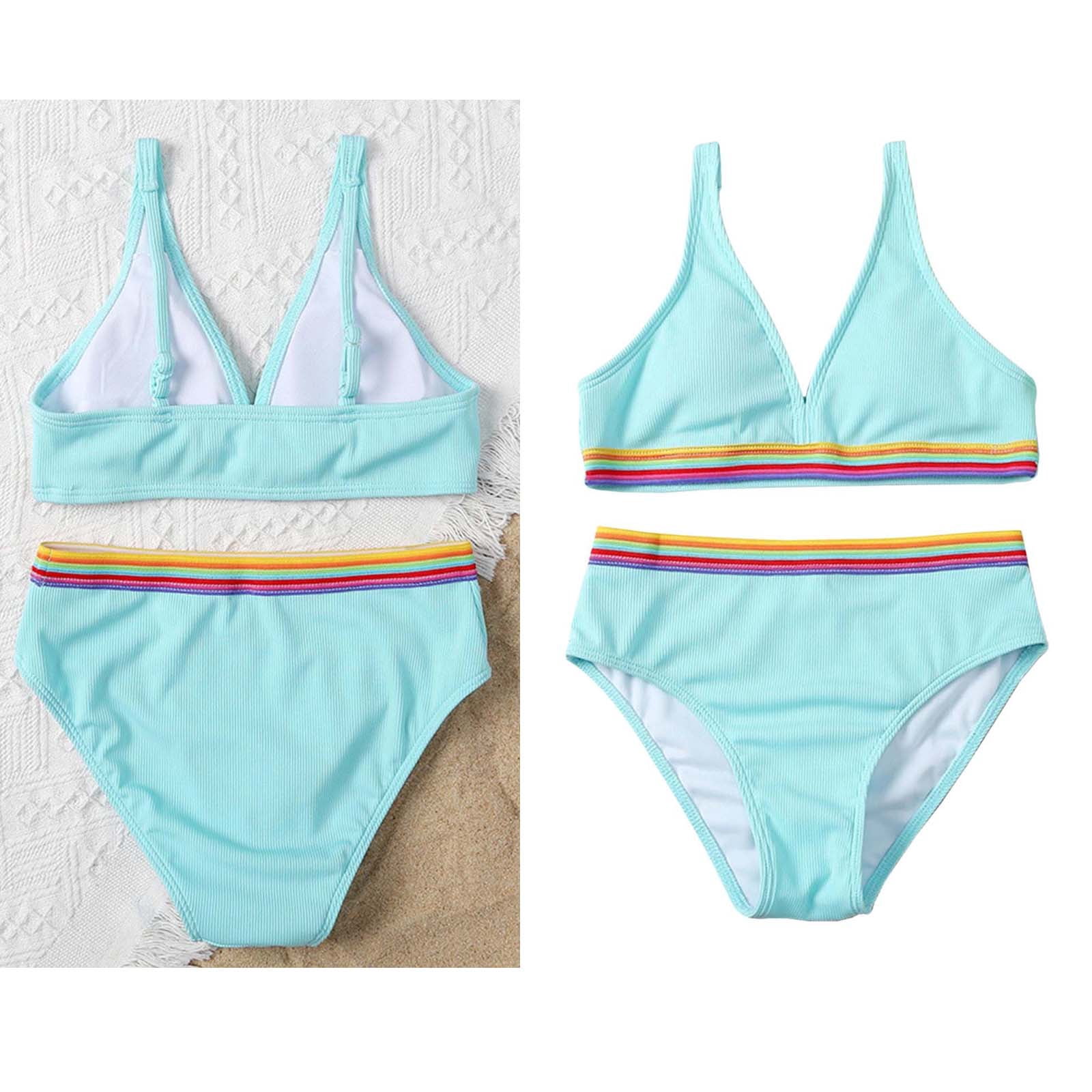Tween Swimsuits 2 Piece Quick Dry Girls Swim Suit With Chest Pad Cute