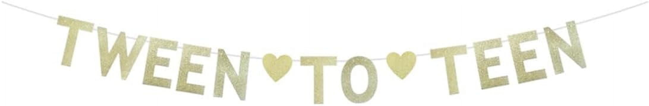 Tween To Teen Gold Glitter Banner Sign For 13th Birthday Party Bunting ...