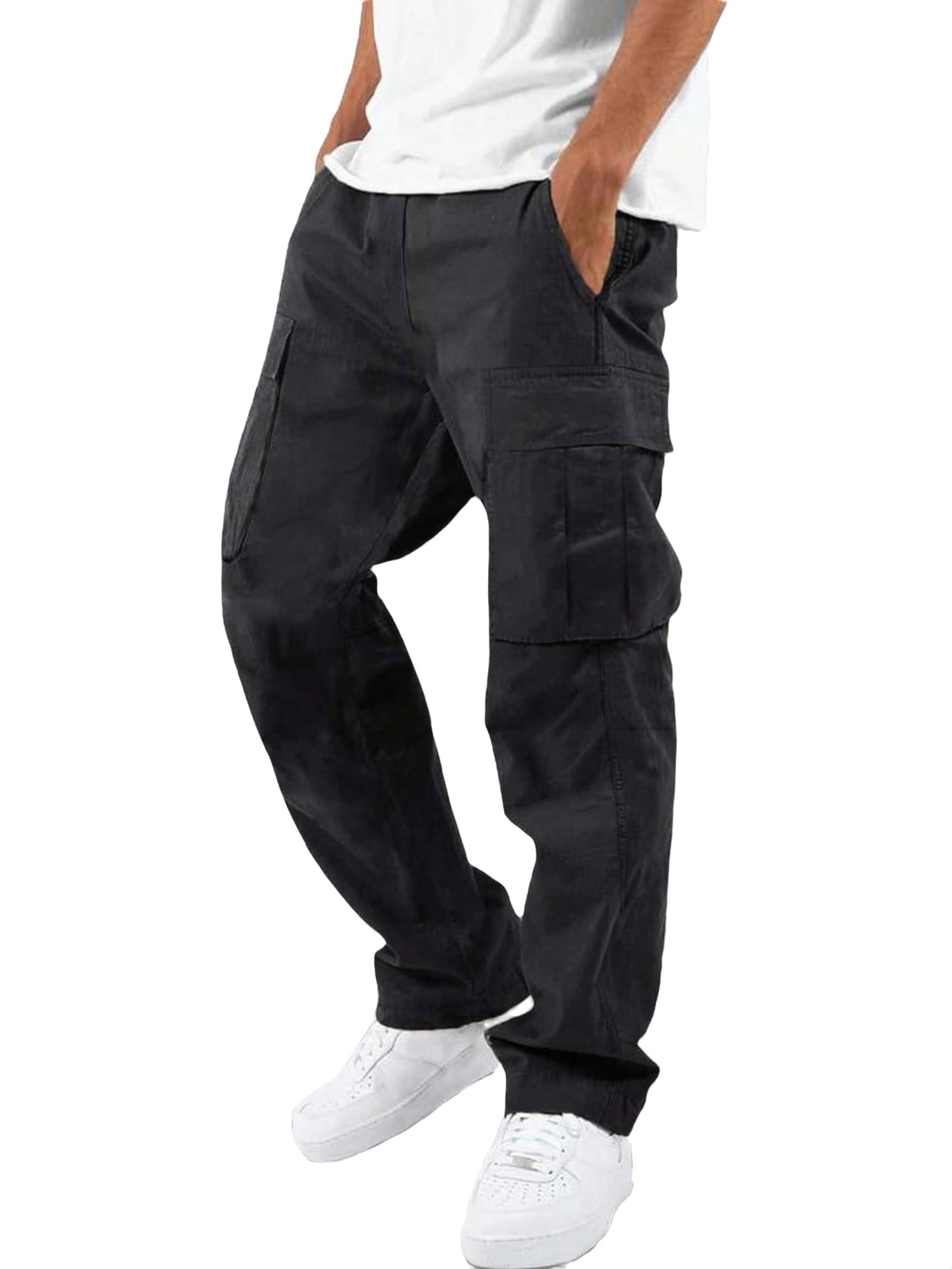 Tween ‌Teenagers Pants Plain Long Slight Stretch Black Cargo Pants ...