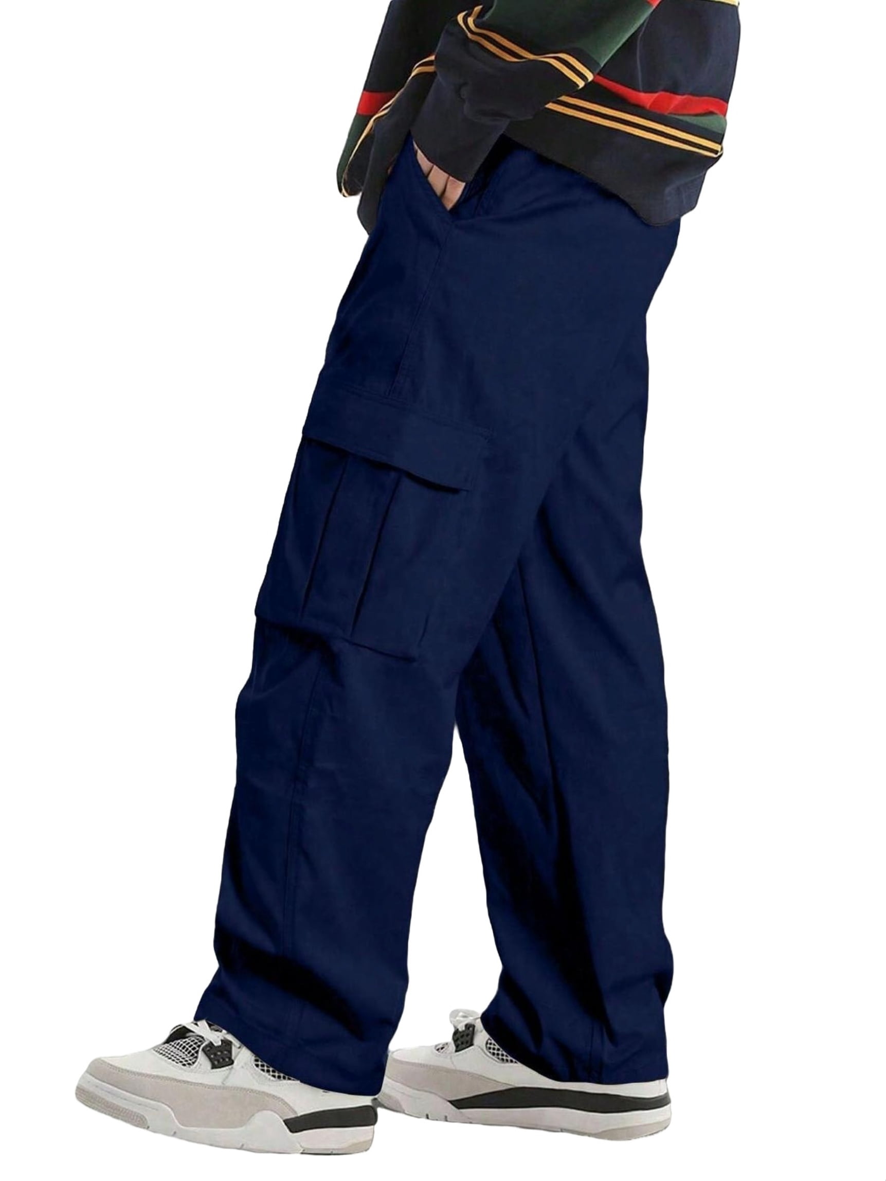 Tween ‌Teenagers Pants Plain Long Slight Stretch Navy Blue Cargo Pants ...