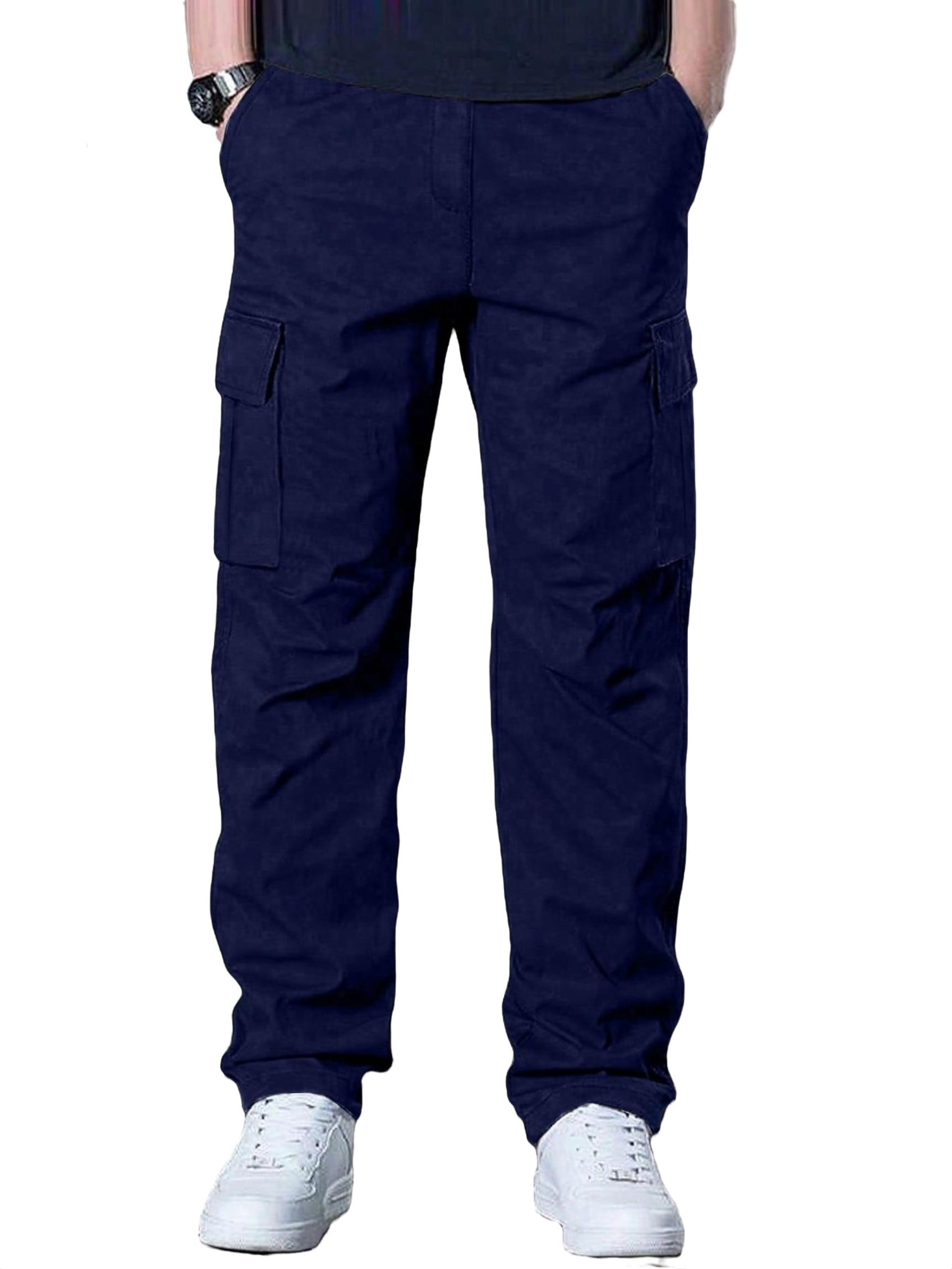 Tween ‌Teenagers Pants Plain Long Slight Stretch Navy Blue Cargo Pants ...