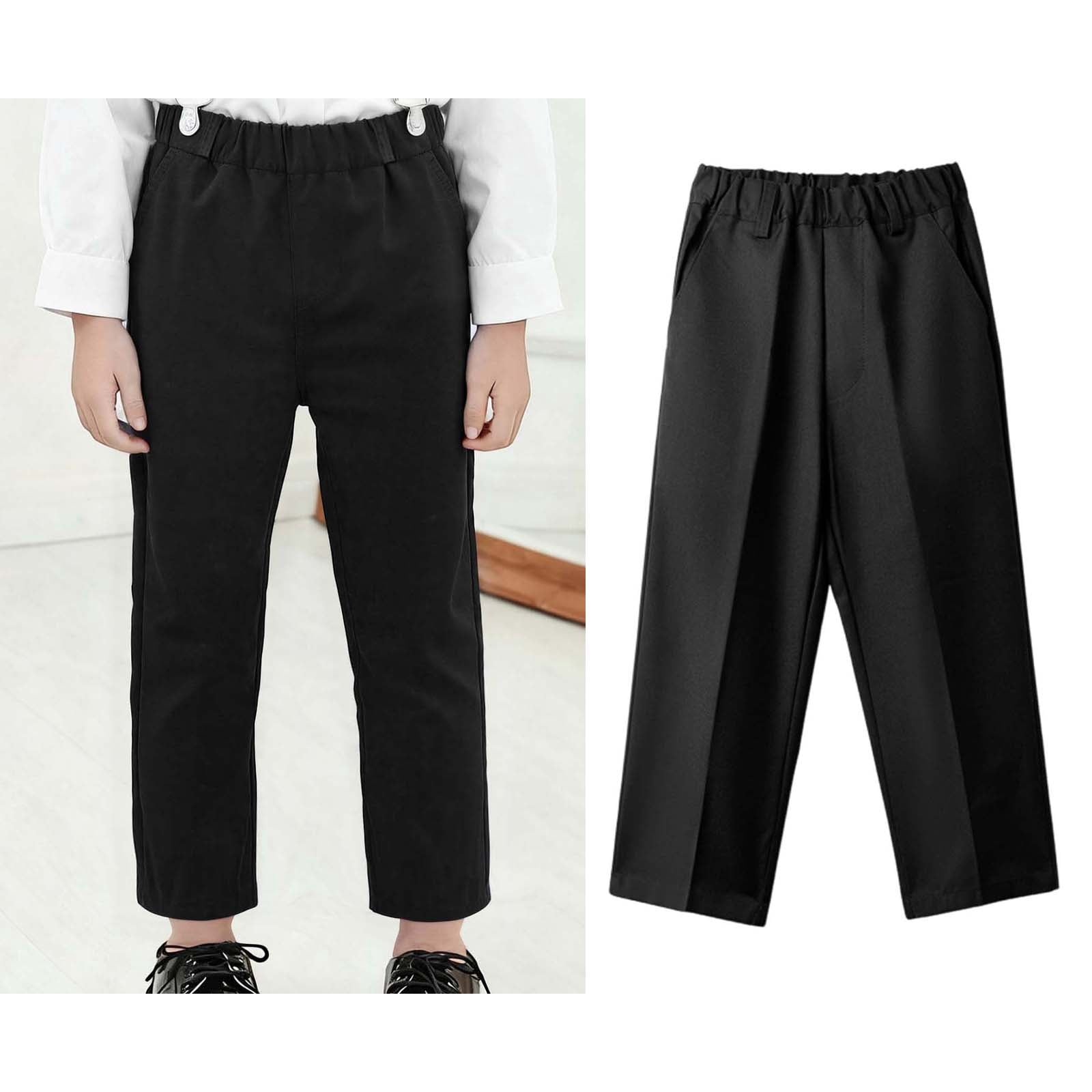 Tween Uniforms for Boys Dress Pants Elastic Waist Skinny Pants with ...