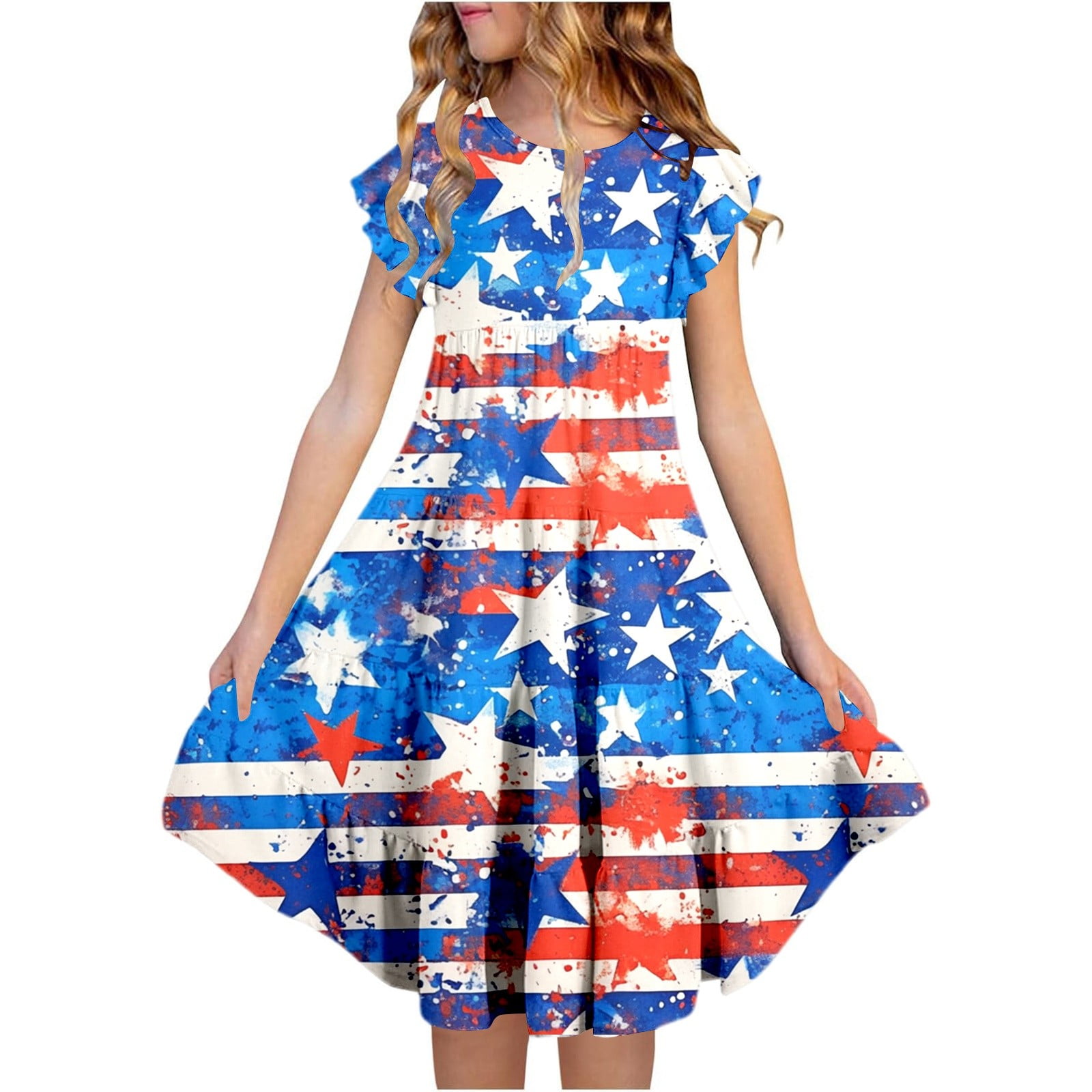 TweenDresses 4th of July Outfit Girl Red White & Blue A Line Summer ...