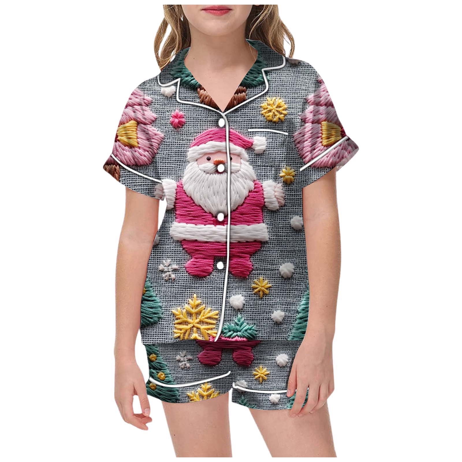Tweens Pajamas Christmas Set Red Satin Pajamas Long Sleeve 2 Piece ...