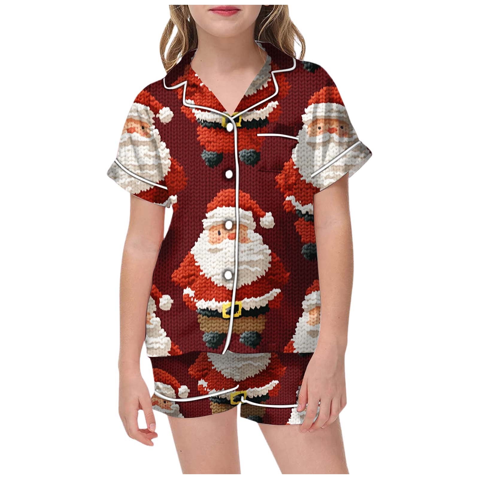 Tweens Pajamas Christmas Set White Silk Pjs For Girls Long Sleeve ...