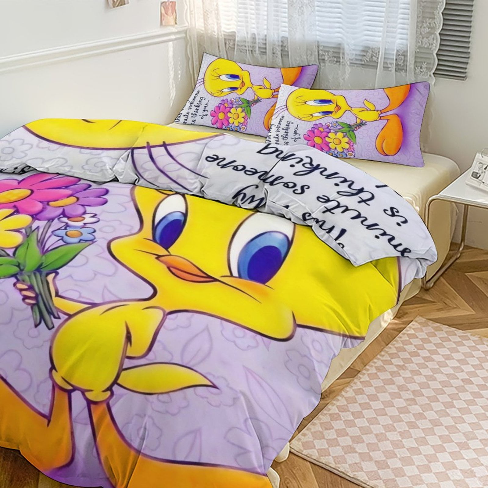Tweety Bird Cartoon Sheet Set 3 Piece Bedding Set Cute Christmas ...