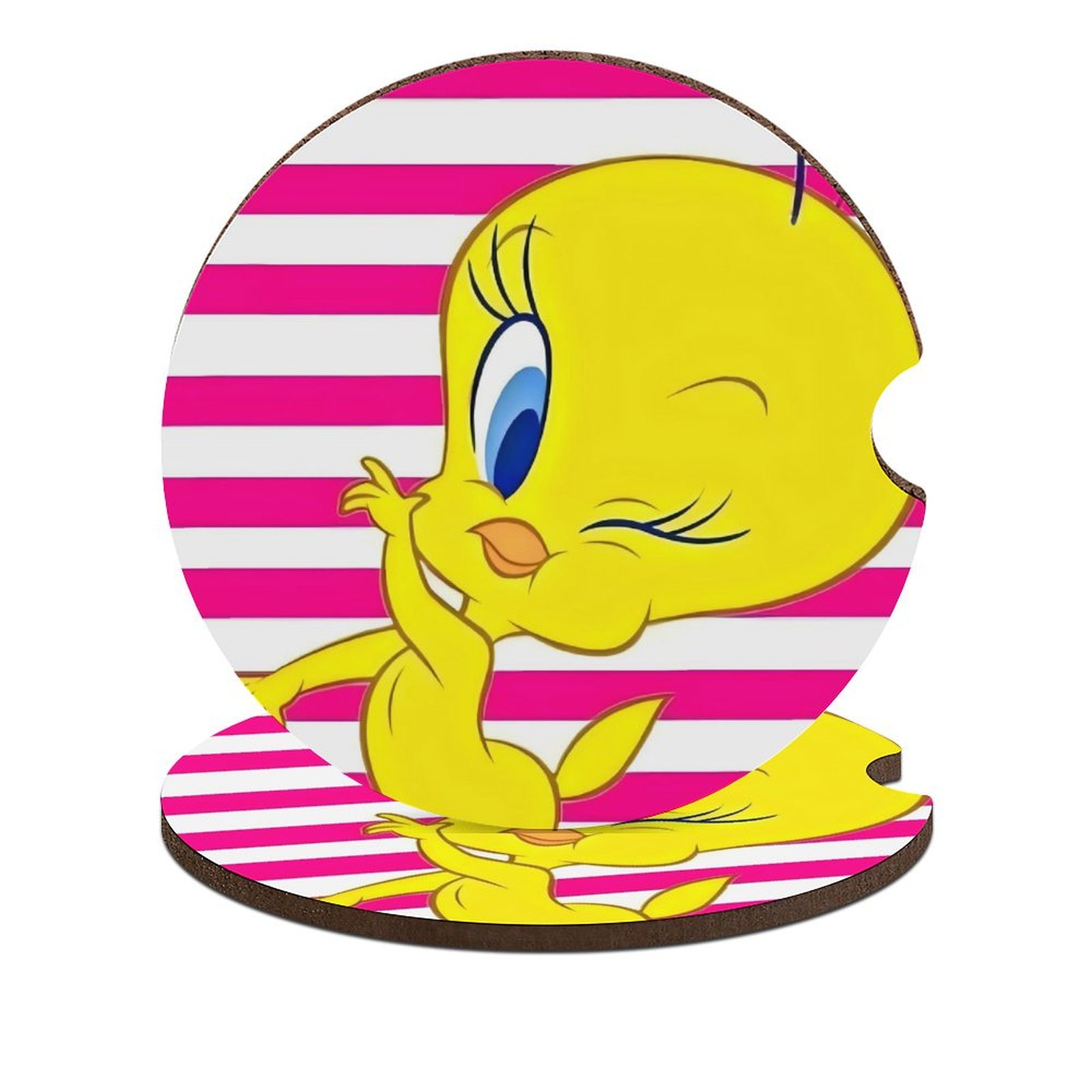 Tweety Bird Cartoon car coaster with finger notches and cork base car ...