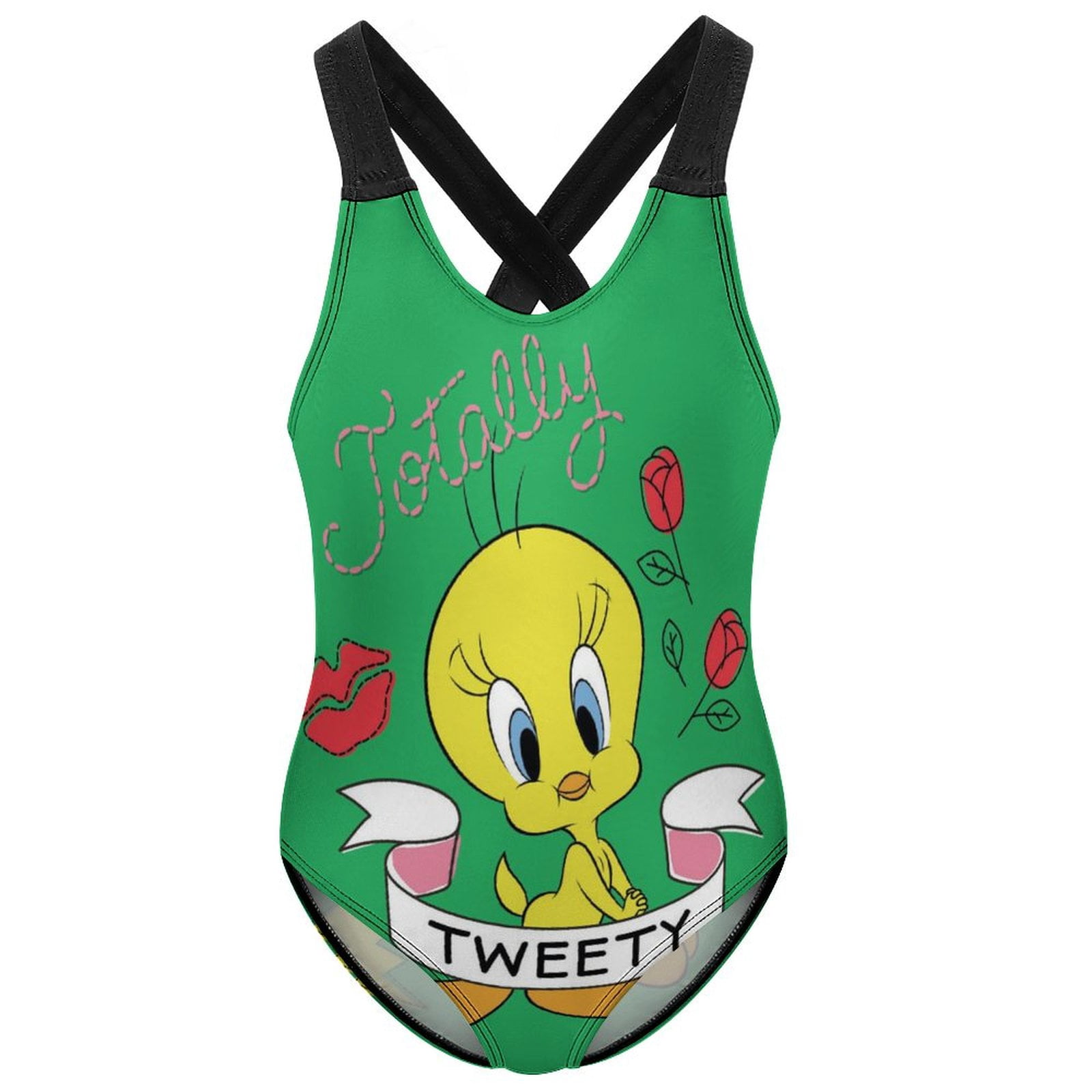 Tweety Bird Girls Swimwear Cartoon Cross Shoulder Swimsuit Bathing ...