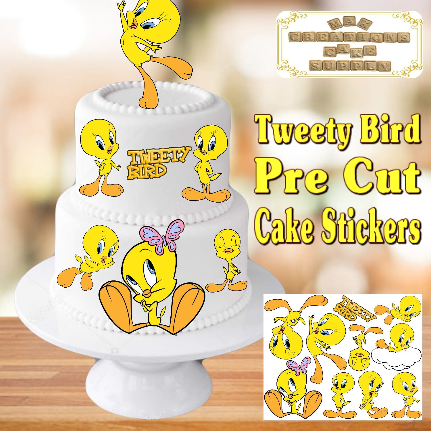 Tweety Bird Looney Tunes Pre Cut Edible Cake Stickers - Walmart.com