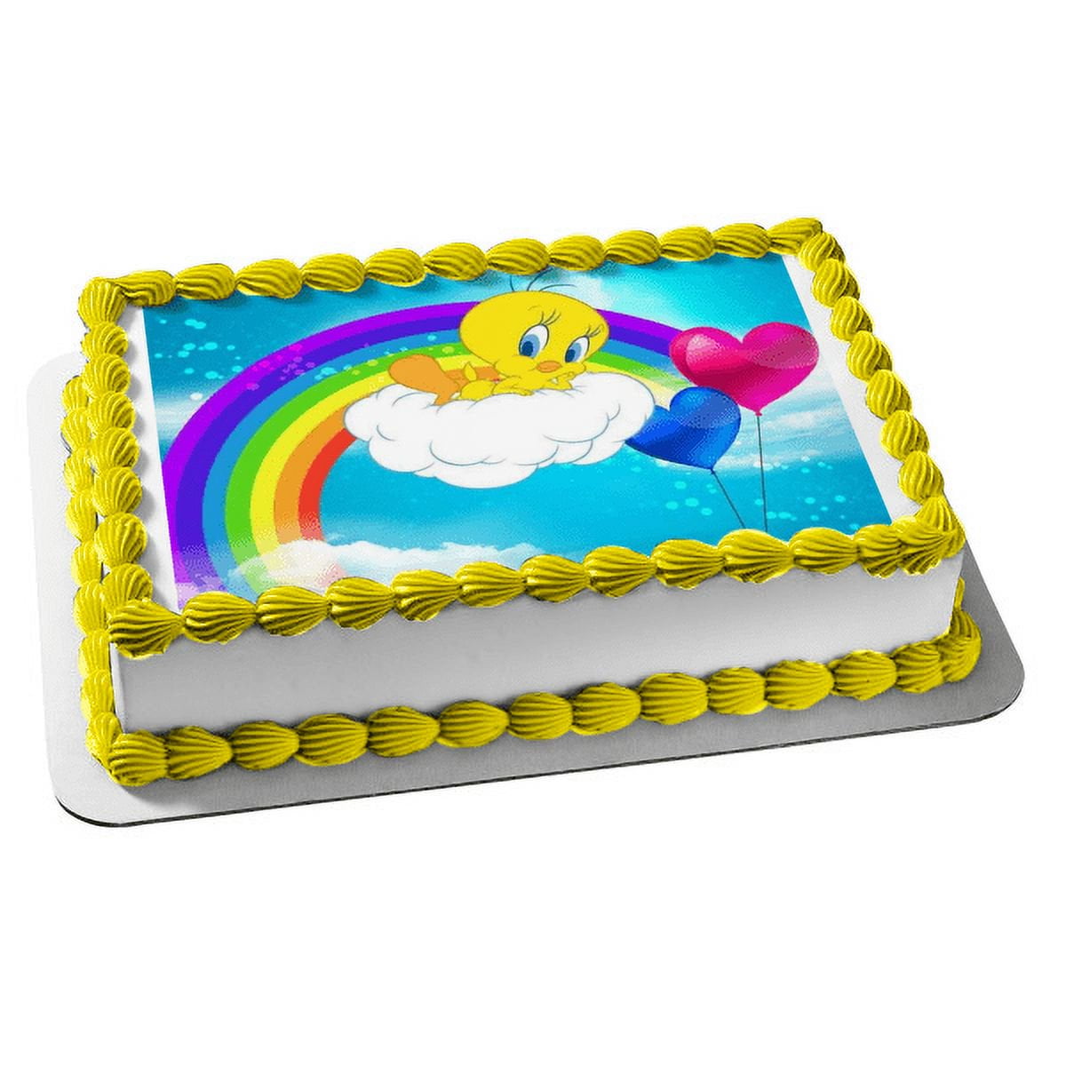 Tweety Bird Rainbow and Heart Balloons Edible Cake Topper Image ...