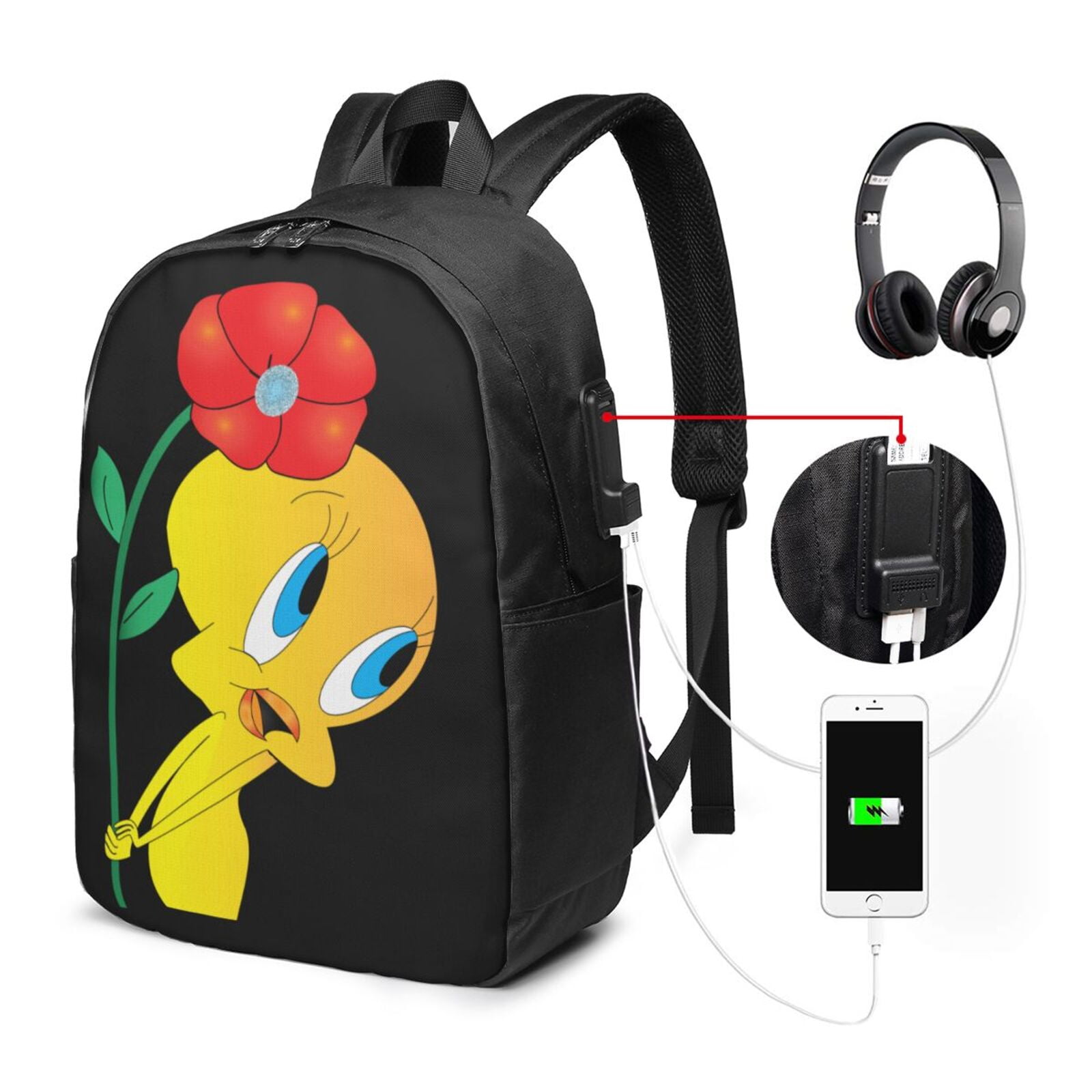 Tweety Bird Travel Laptop Backpack Water Resistant Anti-Theft Bag With ...