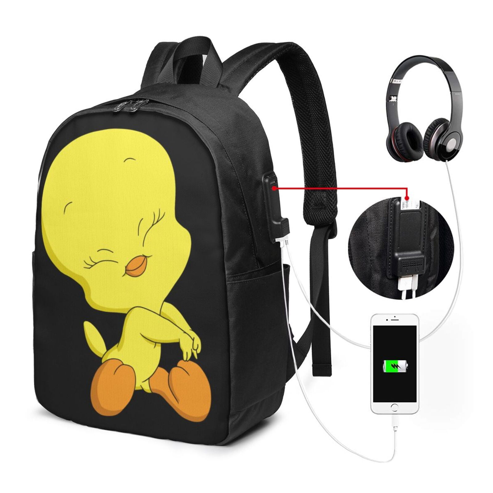 Tweety Bird Travel Laptop Backpack Water Resistant Anti-Theft Bag With ...