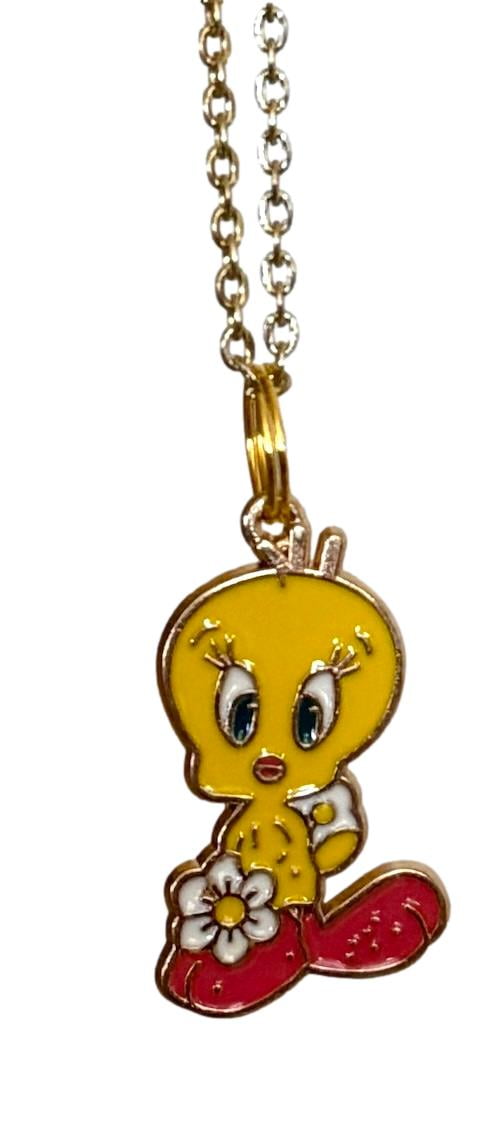 Tweety Bird With White Flowers Pendant Cartoon Necklace - Walmart.com
