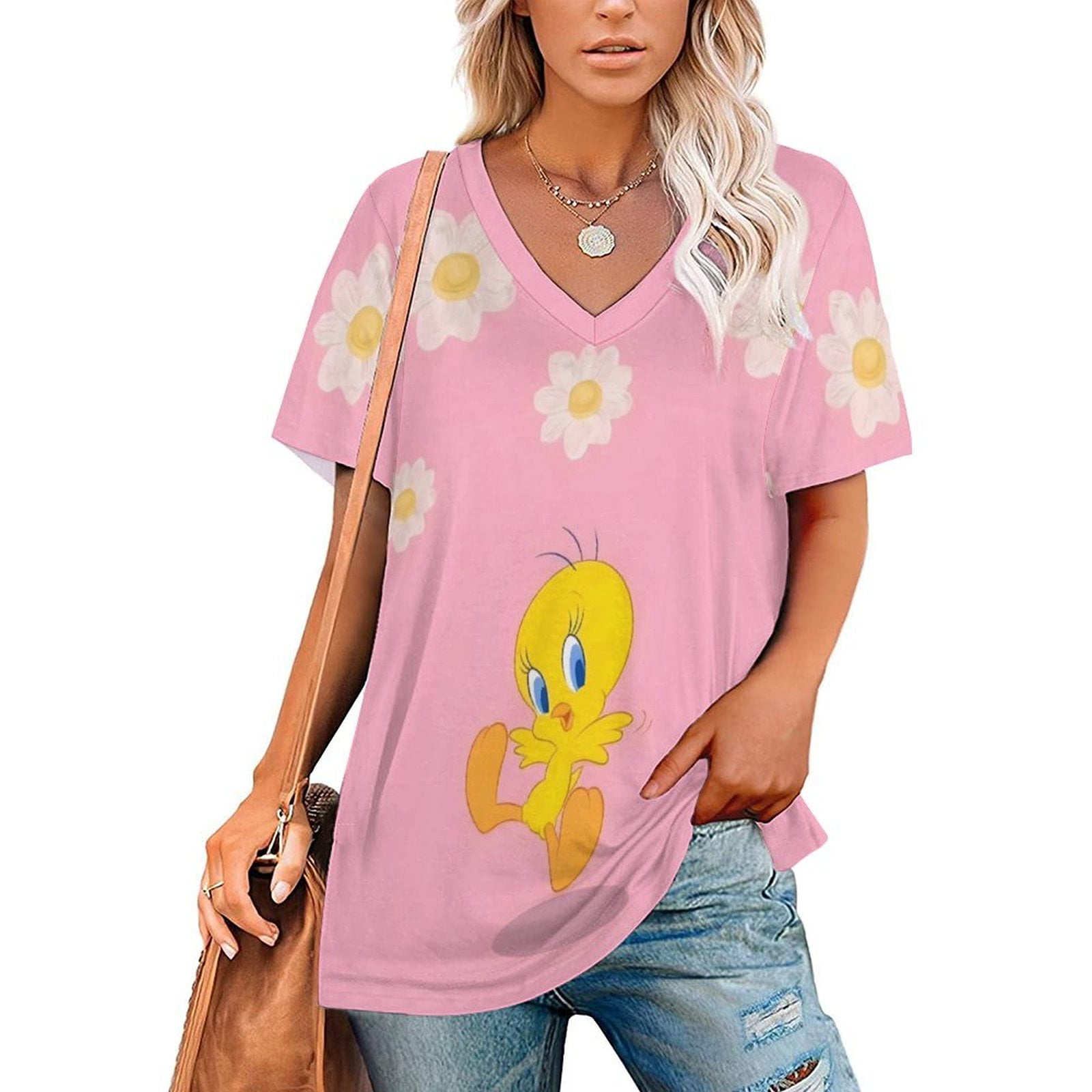 Tweety Bird women's V Neck short sleeve tee shirt M - Walmart.com