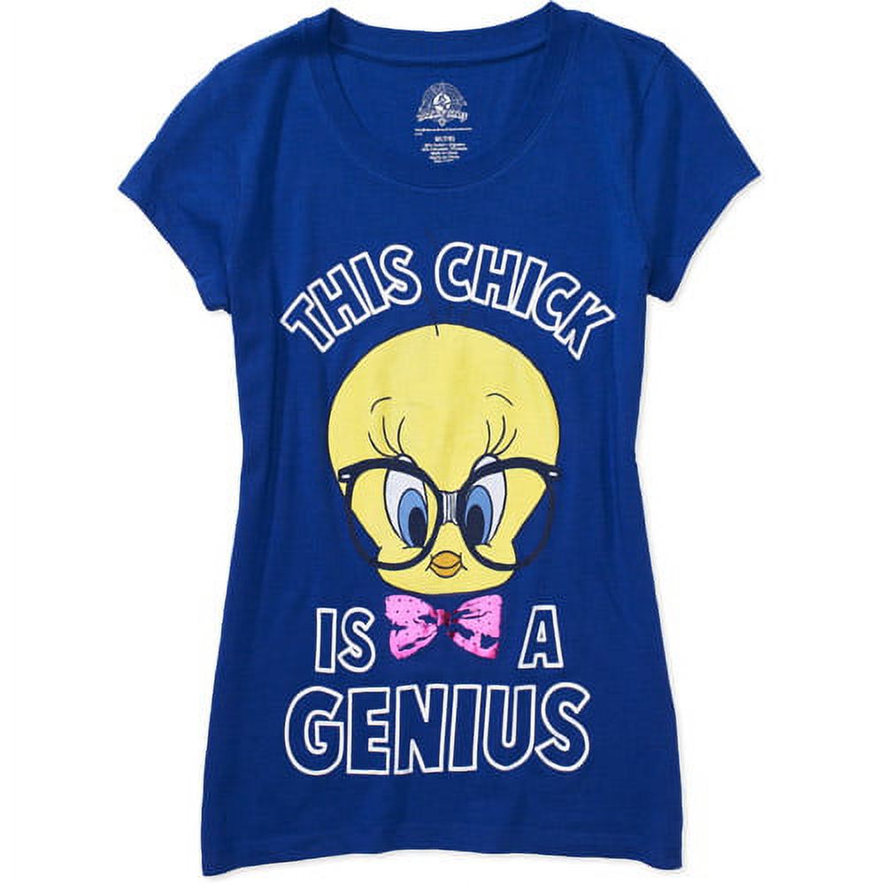 Tweety - Juniors' Genius Chick Graphic Tee - Walmart.com