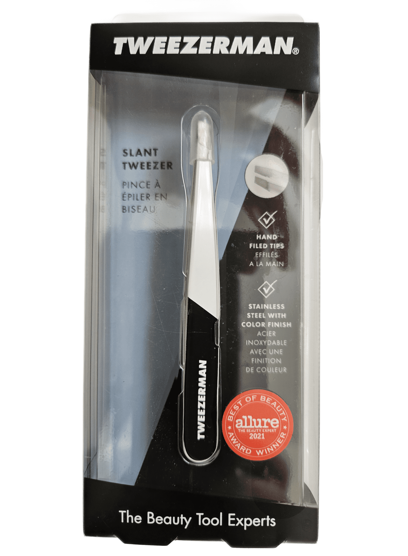 Tweezerman Stainless Steel Slant Tweezer, Midnight Strike, Sealed, Perfect for Eyebrow Handling ...