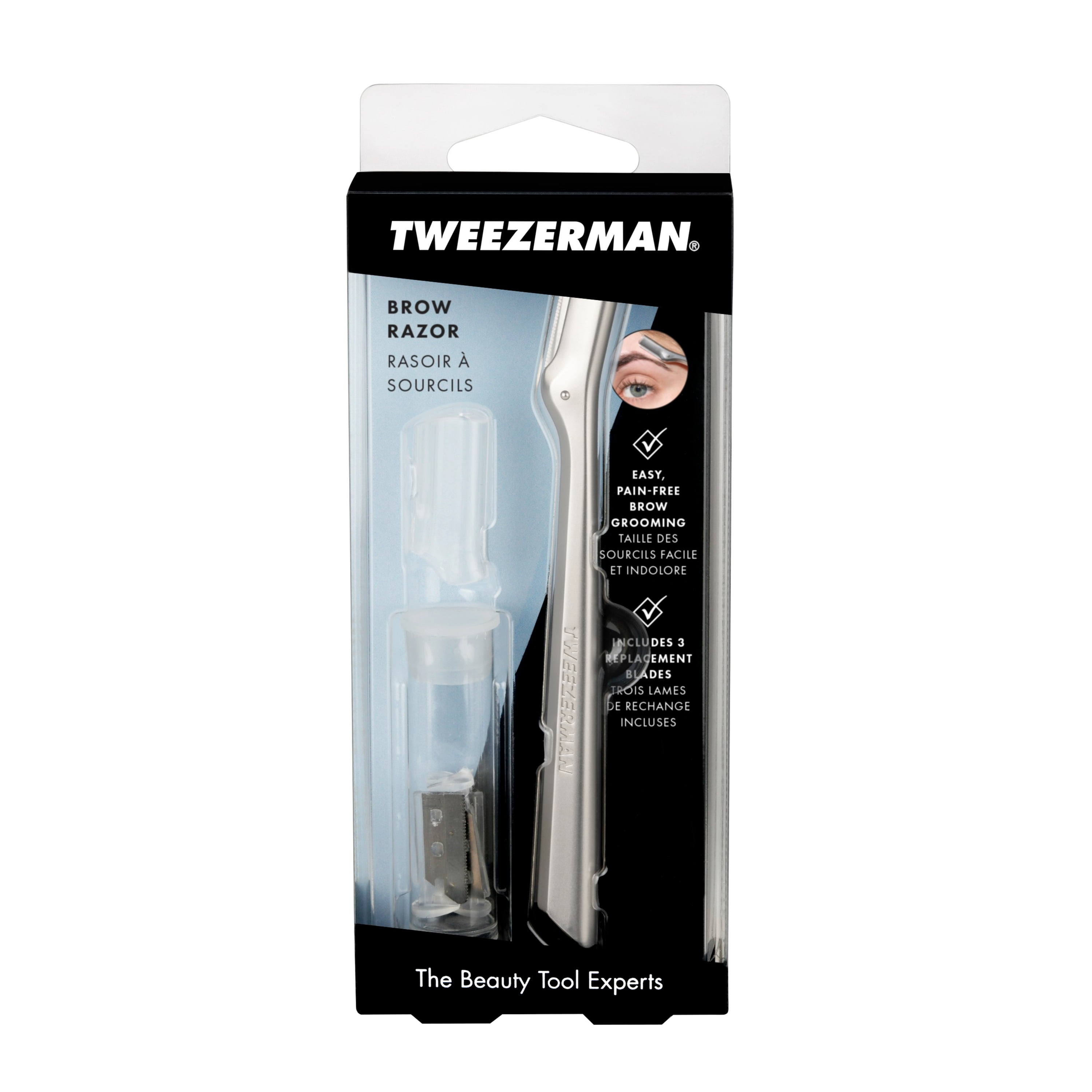 Tweezerman Brow Razor, Stainless Steel Blade, Precision Eyebrow Shaper ...