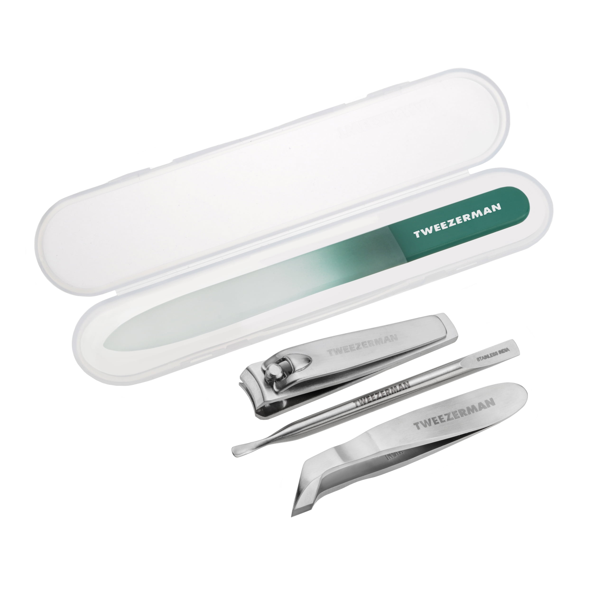 Tweezerman Emerald Shimmer Nail Care Set Includes Glass File, Clipper ...