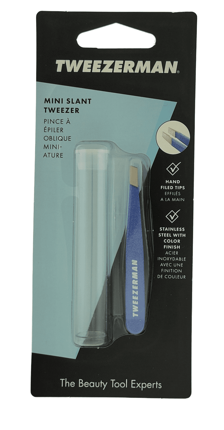 Tweezerman Mini Slant Tweezer, Granite Sky, Stainless Steel, Travel ...