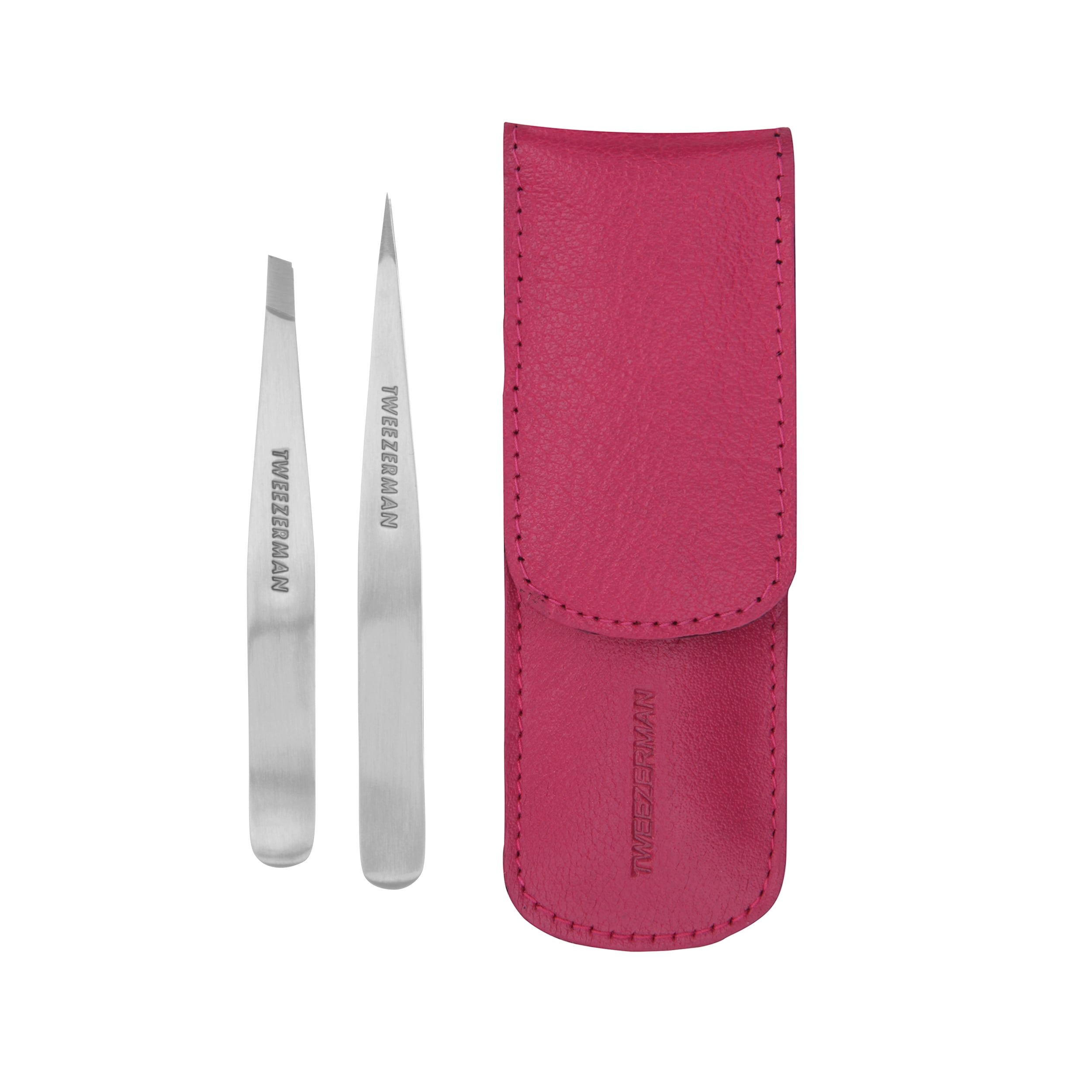 Tweezerman Petite Eyebrow Slant and Point Tweezer Set with Pink Beauty ...