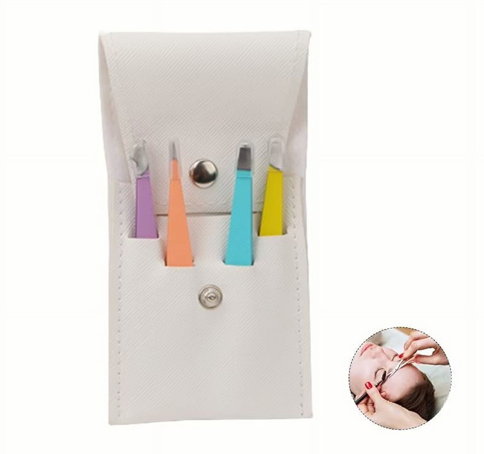 Tweezers Set of 4 Pcs, Professional Precision Eyebrows Plucking ...