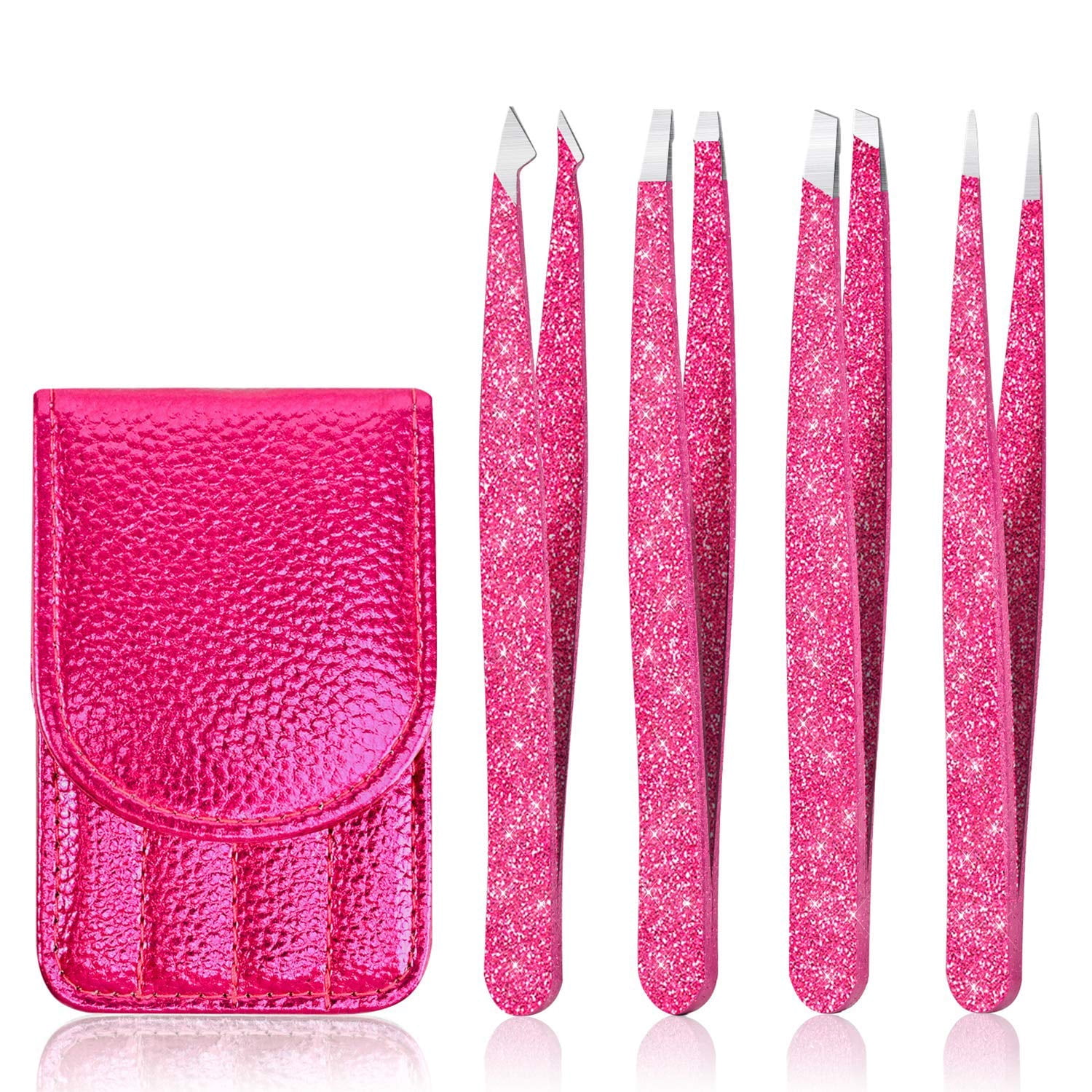 Tweezers Set 4-piece,Professional Stainless Steel Slant Tip and Pointed ...