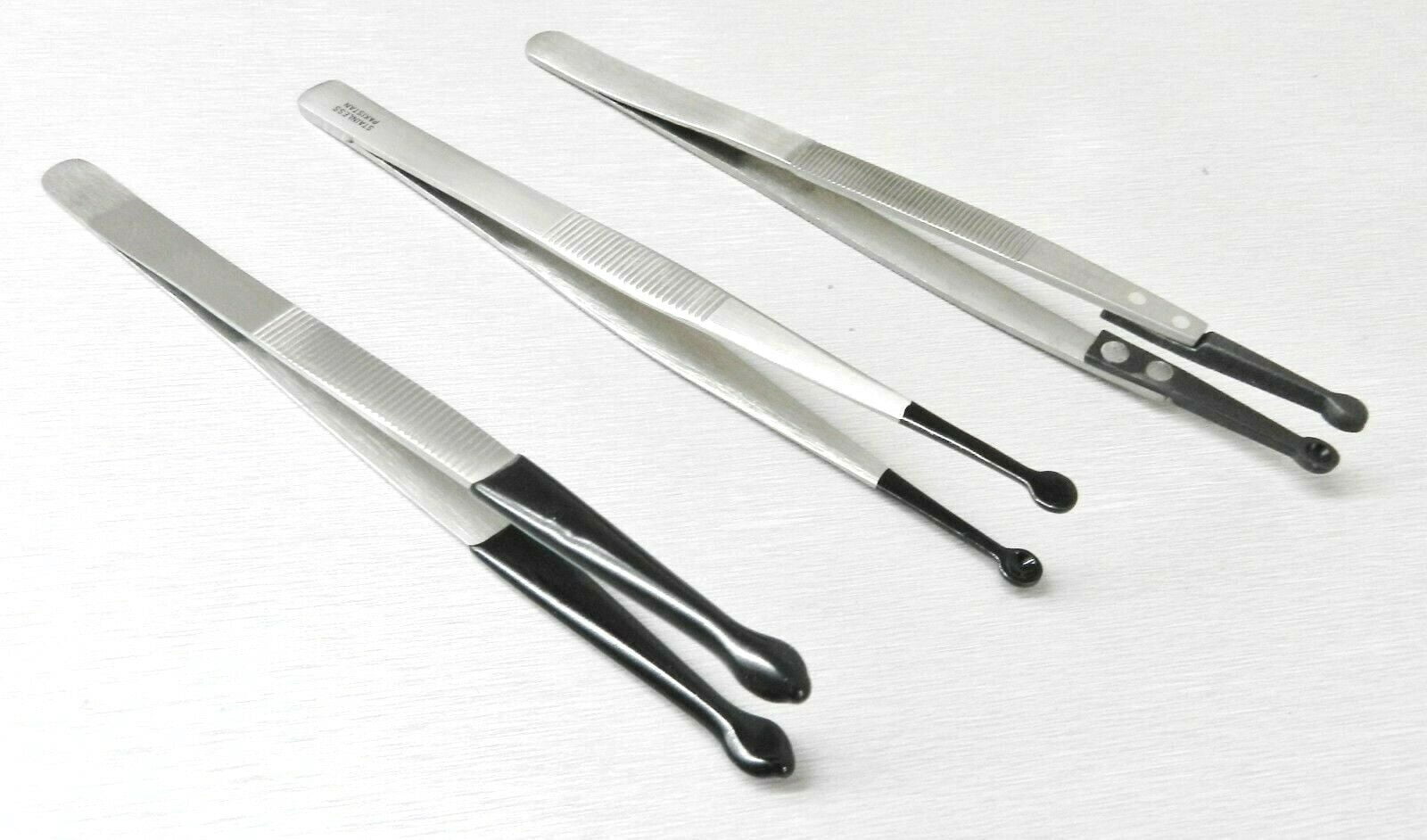 Tweezers Set of 3 for Beads & Pearls Bead Work Holding Tips Rubber ...