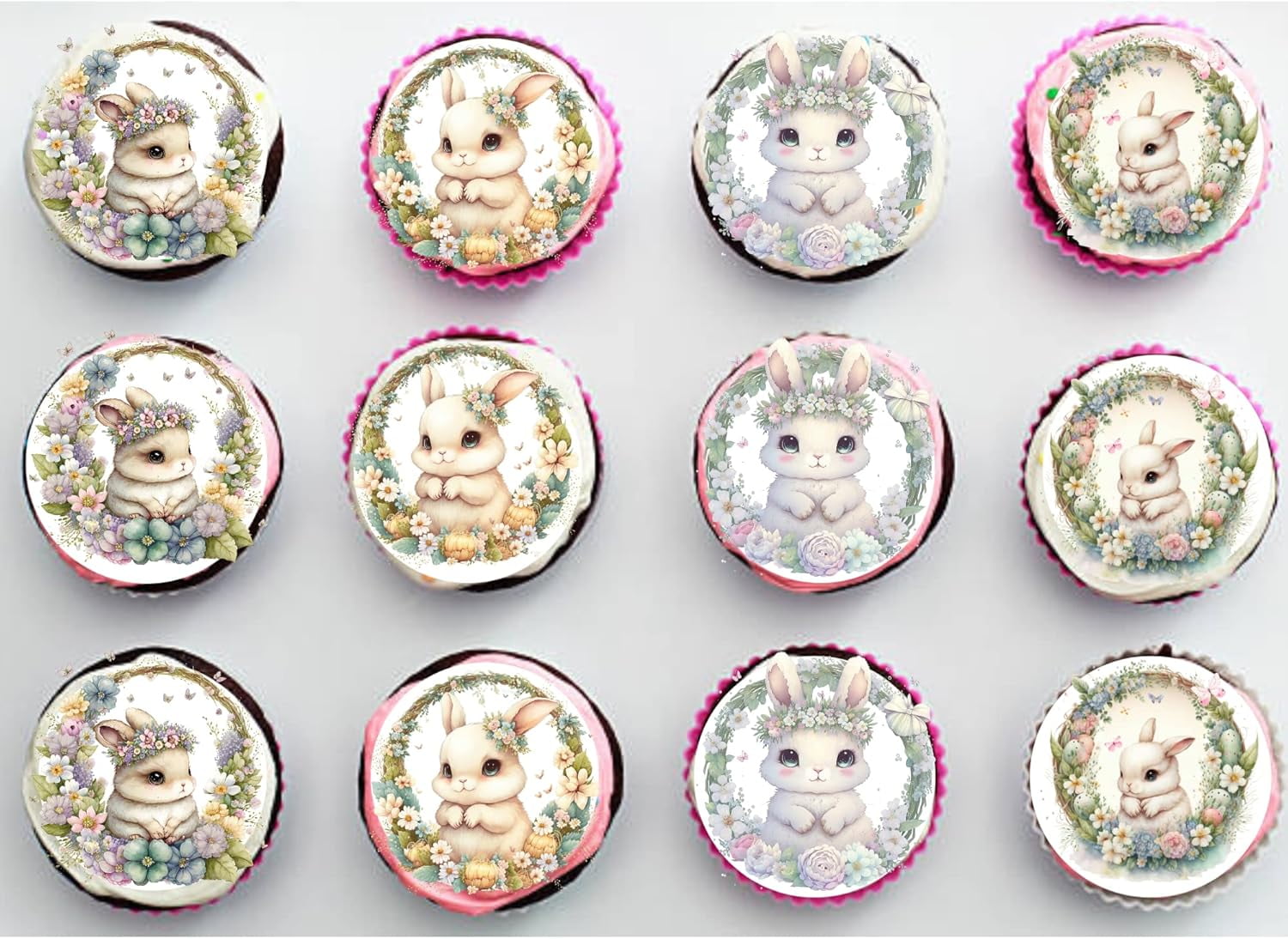 Twelve 2" Easter Bunny Cupcake Toppers Cute Bunny Themed Birthday ...