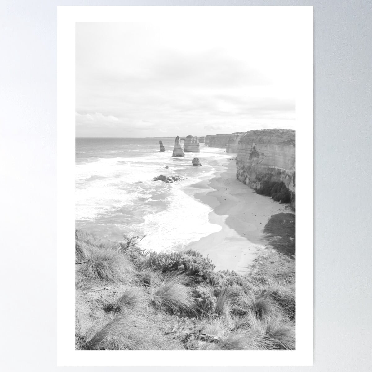Twelve Apostles Australia Black And White Poster Wall Art, Modern Wall ...