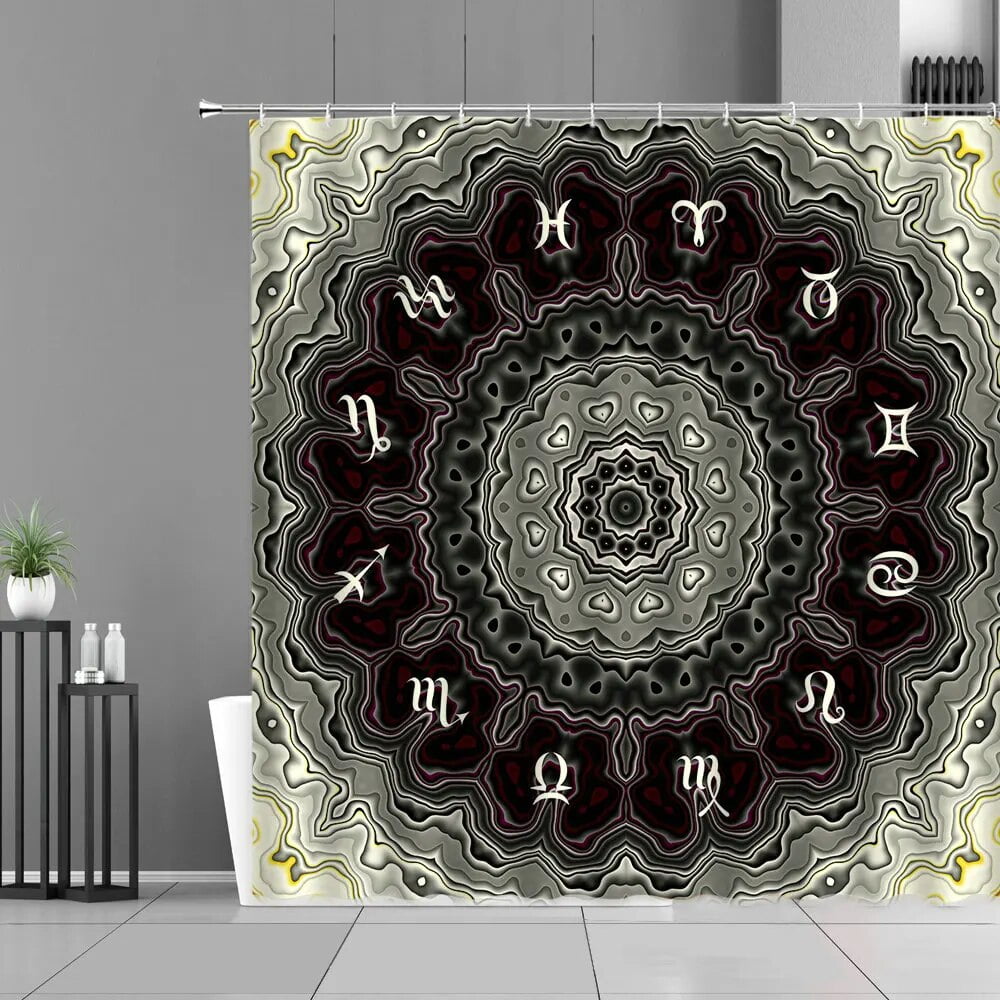 Twelve Constellations Pattern Shower Curtains Blue Colour Zodiac Circle ...