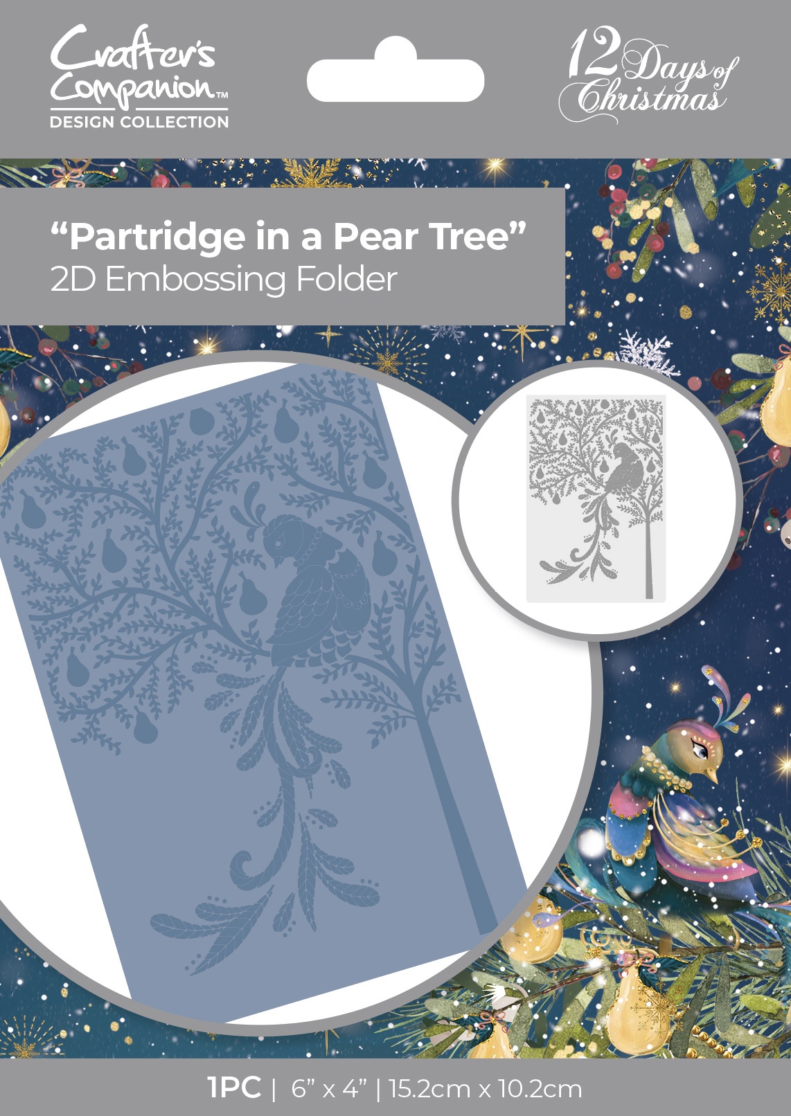 Twelve Days Of Christmas 2D Embossing Folder 6"X4"-Partridge In A Pear ...