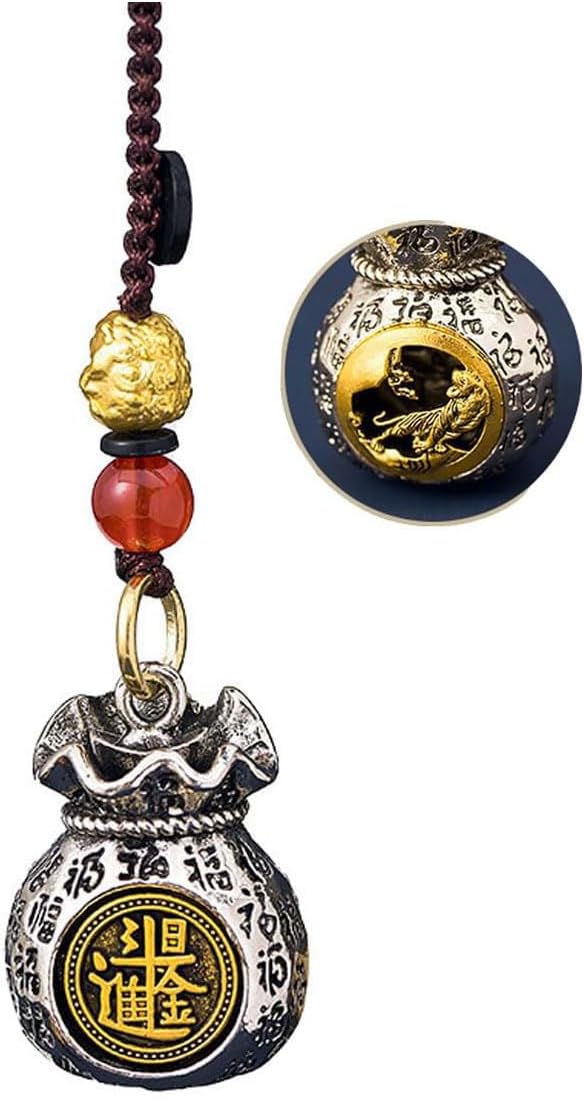 Twelve Zodiac God of Wealth Bag Keychain, Chinese Feng Shui Rotatable ...