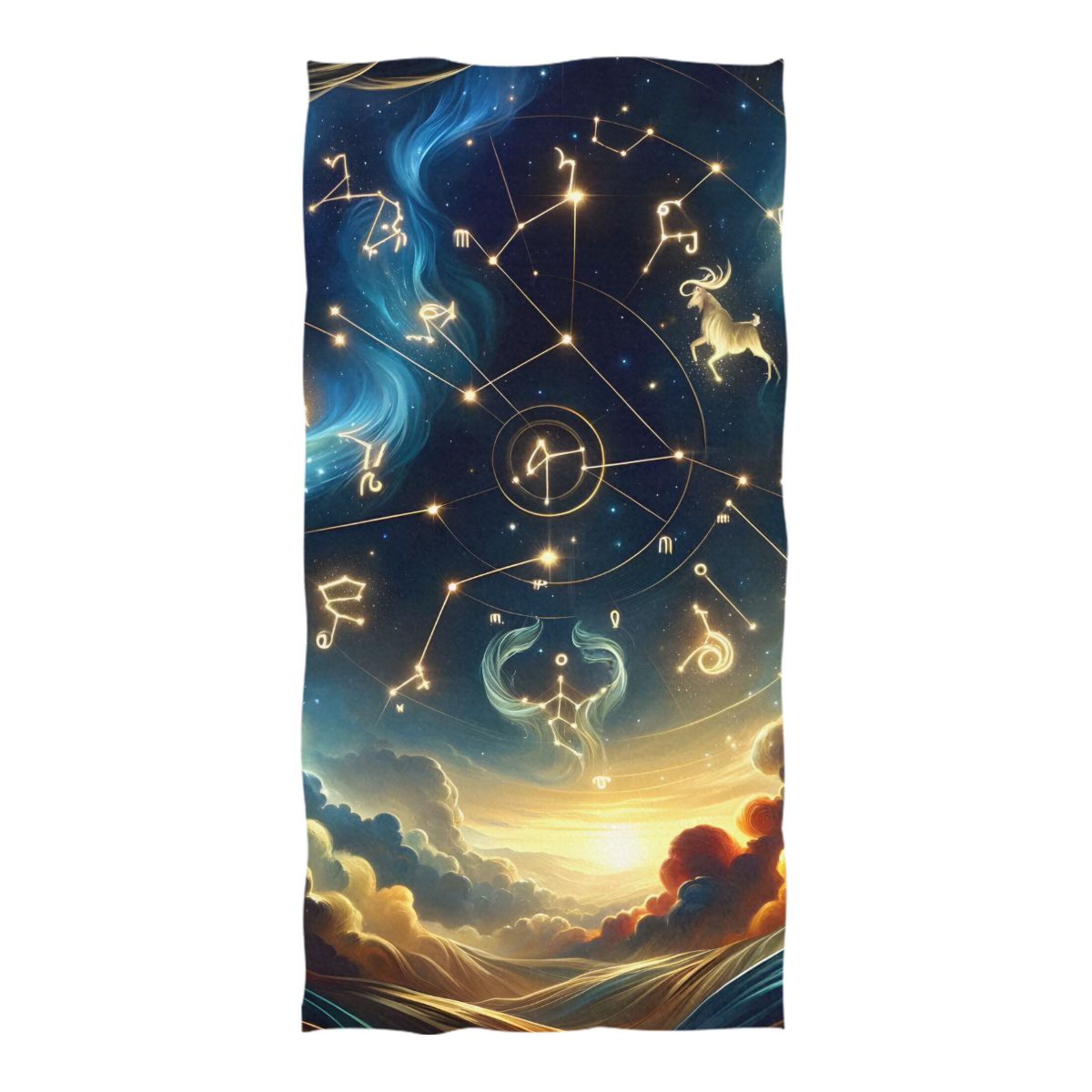 Twelve Zodiac Stars in Night Sky Beach Towel Oversized 74"x37" Pool ...