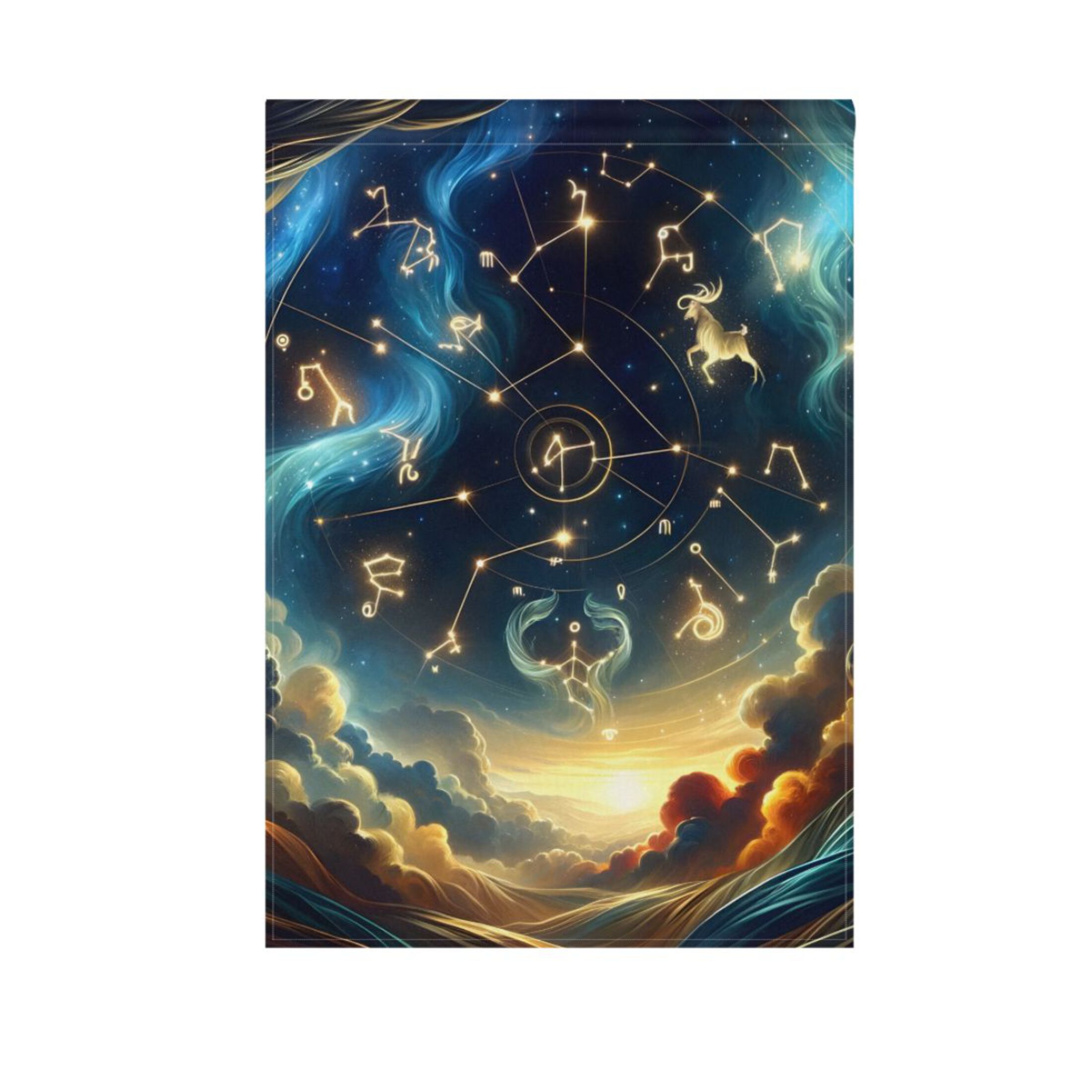 Twelve Zodiac Stars in Night Sky Garden Flag 28"x40" Double-Sided Yard ...
