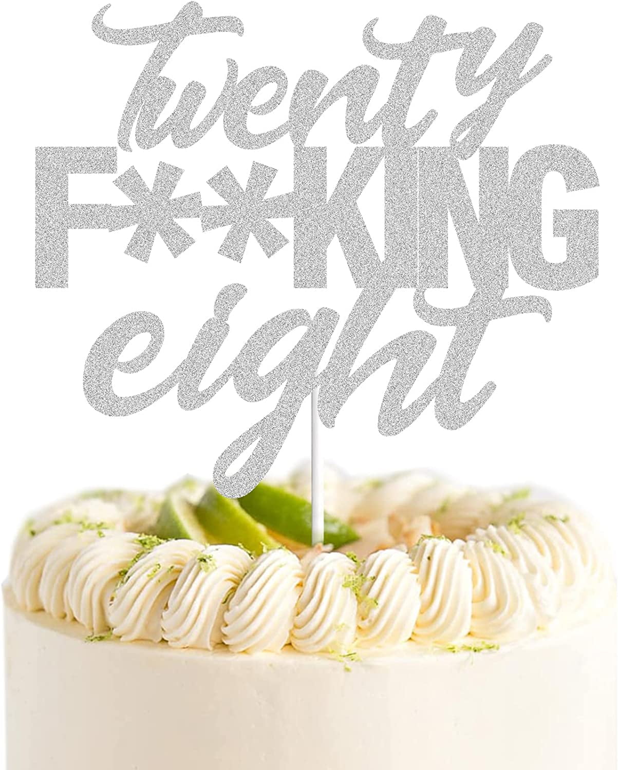 Twenty Eight Silver Glitter Cake Toppers 28 Years Old 28th Birthday ...