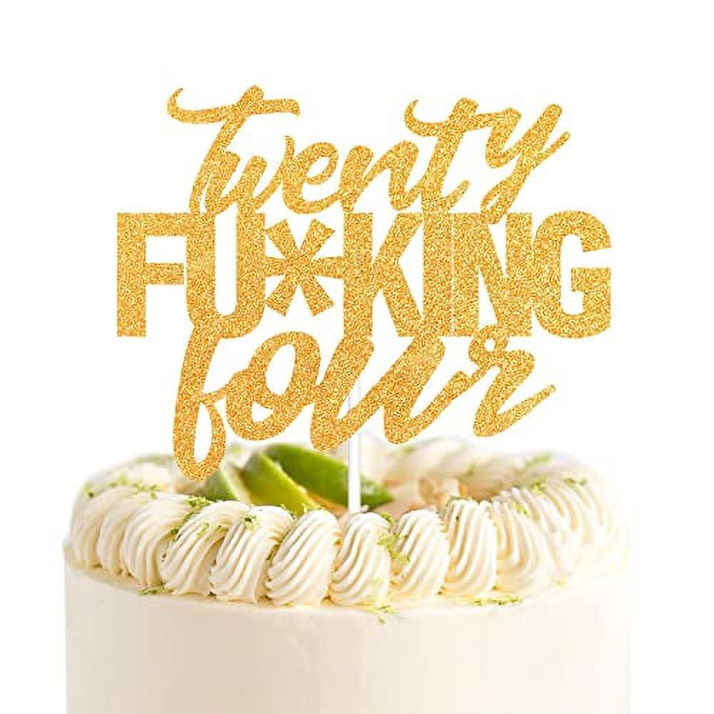 Twenty Four Gold Glitter Cake Toppers 24 Years Old 24th Birthday ...
