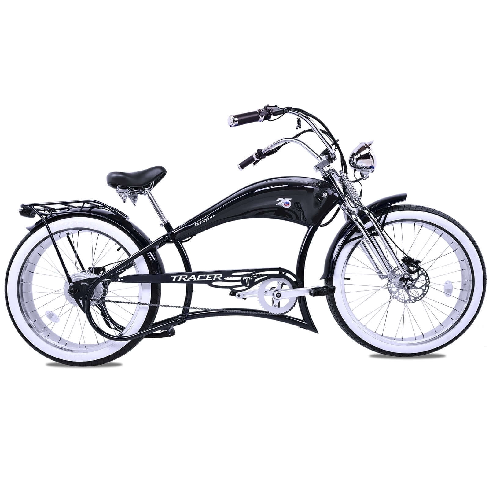 Tracer Twenty5 DS Chopper Stretch Cruiser E-bike, 26" Wheels, 800W ...