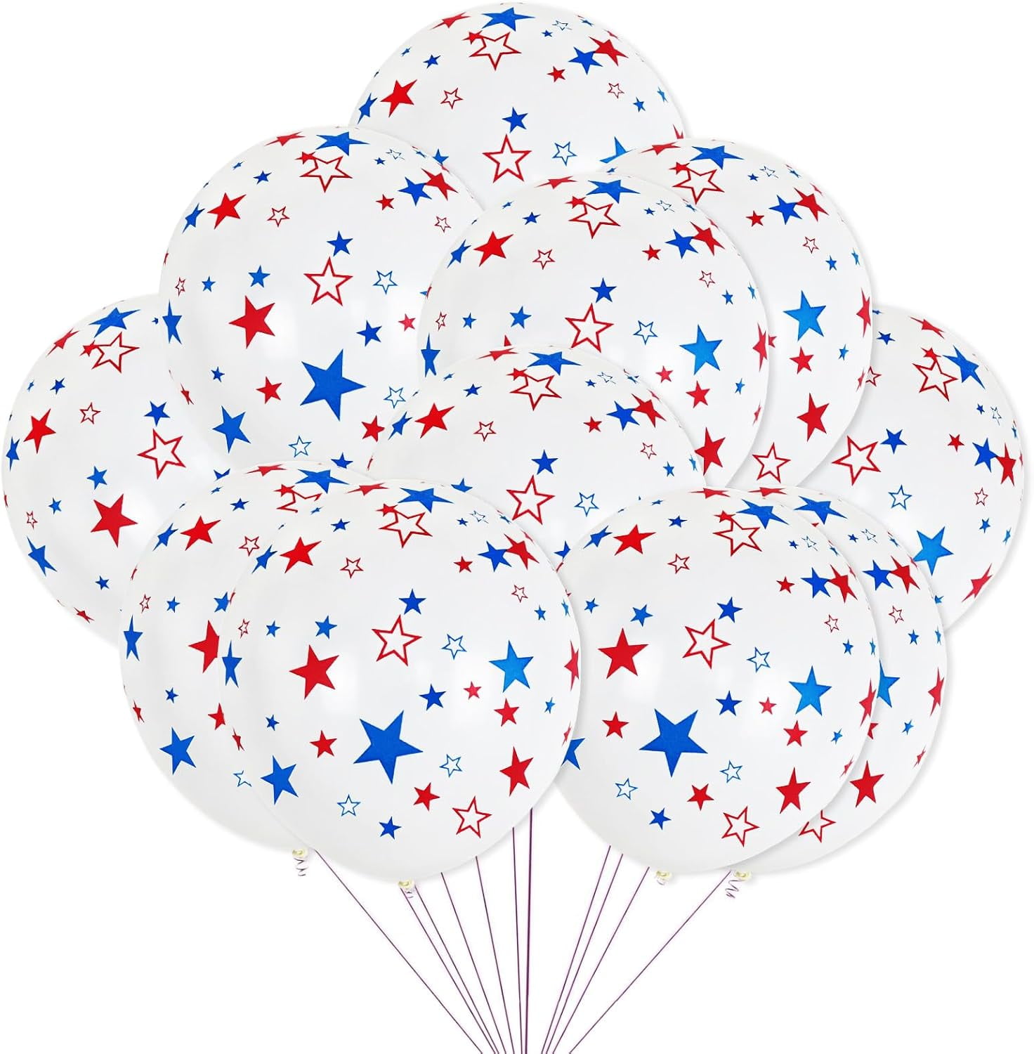Twfbrm 30 Pcs 4th of July Balloons Set, 12 Inch Red and Blue Stars ...